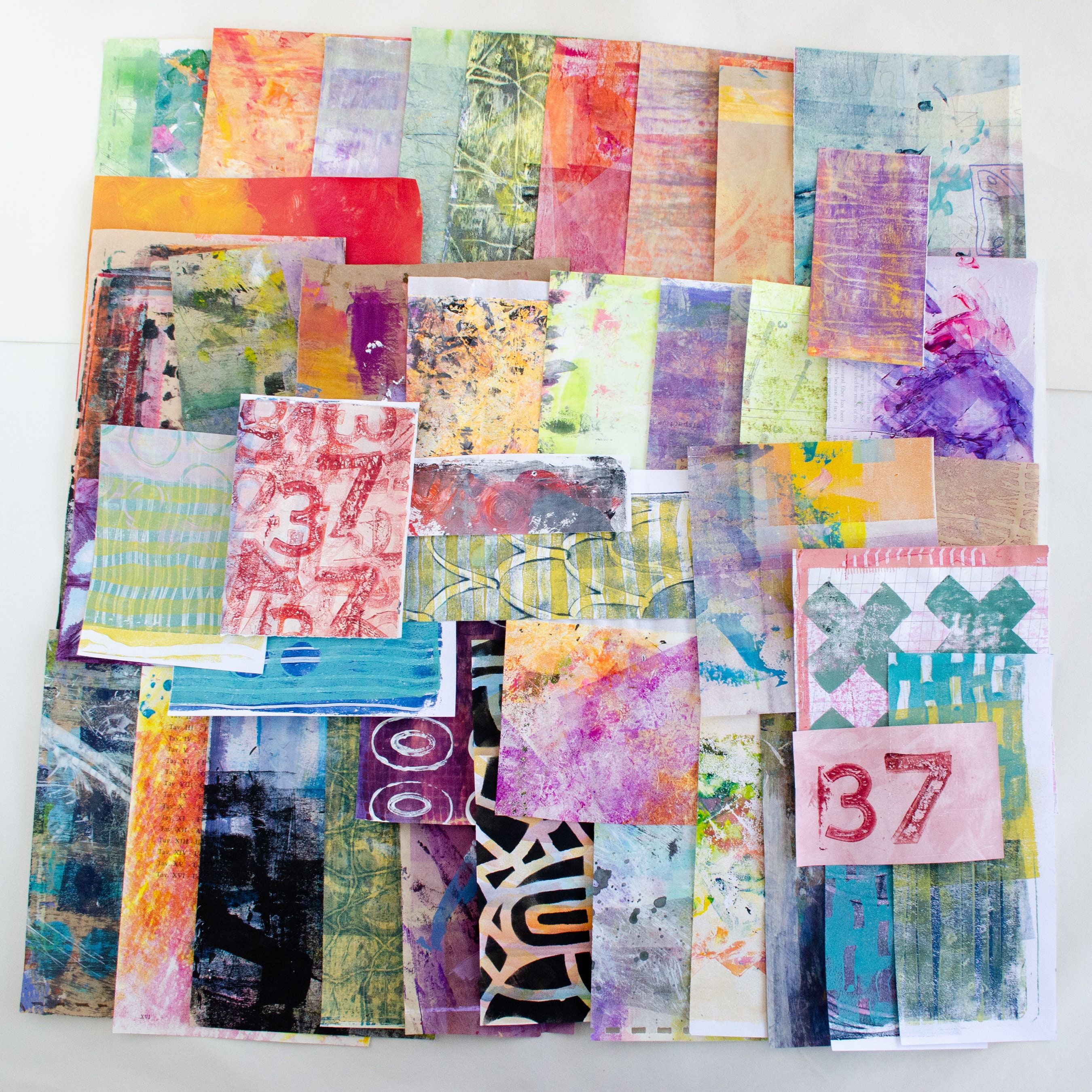 Hand Painted Collage Paper Pack: Mixed Media Texture, 30-40 Pieces - Etsy