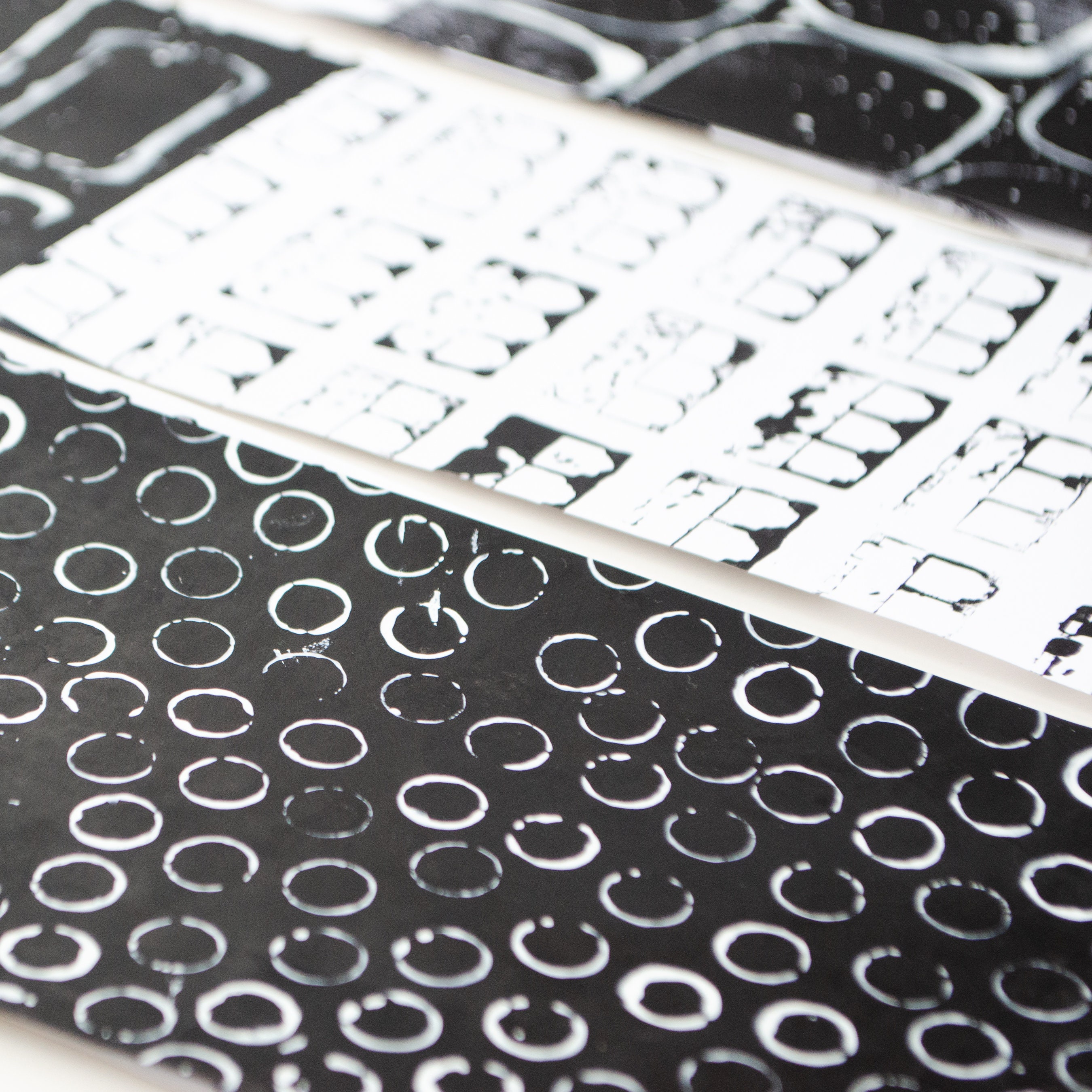 Stamped With Found Objects, Painted Paper Pack, Black & White, Hand ...