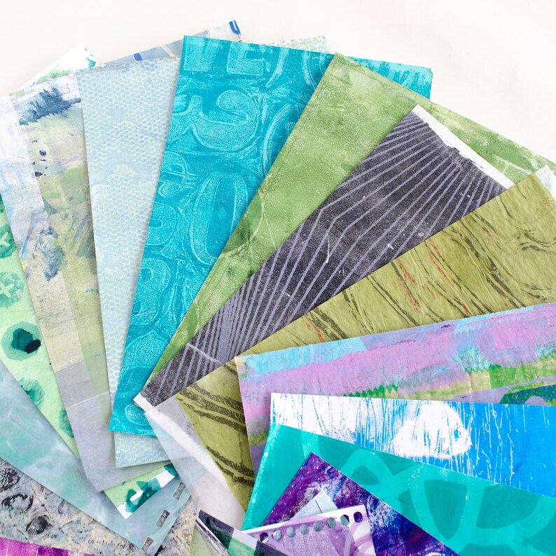 Hand-painted Cool Colour Collage Papers - 5"x8" (20 Pieces) - Etsy