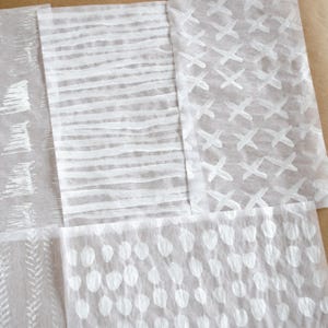 White Patterned Tissue Paper, Translucent Collage Paper, Hand Painted ...