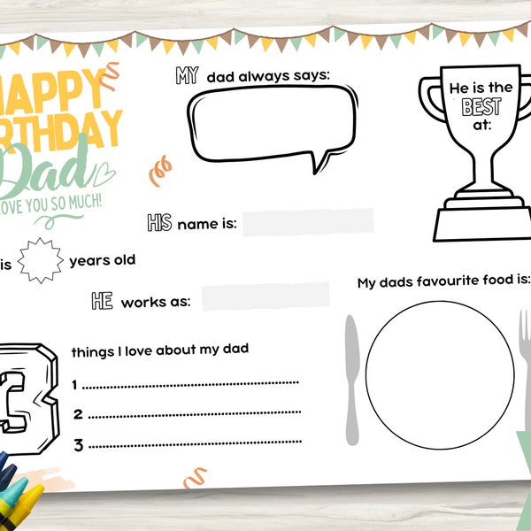 Happy Birthday Dad Coloring Page - Etsy