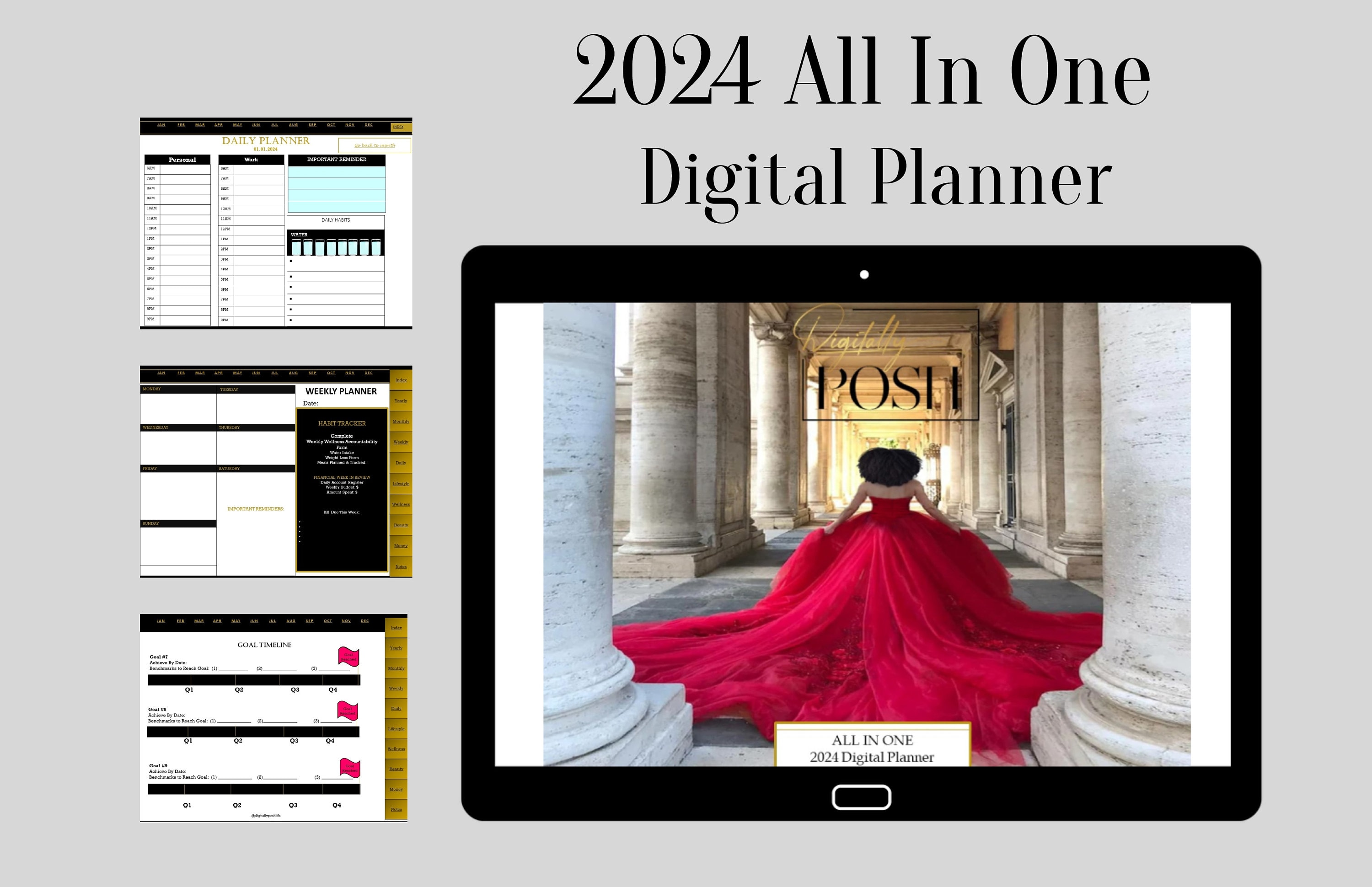 All in One Digital Planner Digital Daily Planner 2024 Digital Planner ...