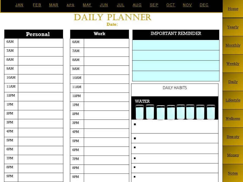 Hyperlinked Digital All-in-one Planner – Undated Interactive PDF for ...