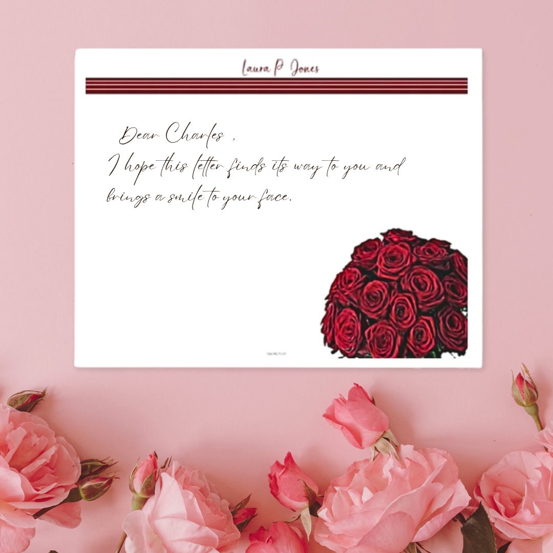Rose Note Card Personalized Stationery Personalized Note Card for Women ...