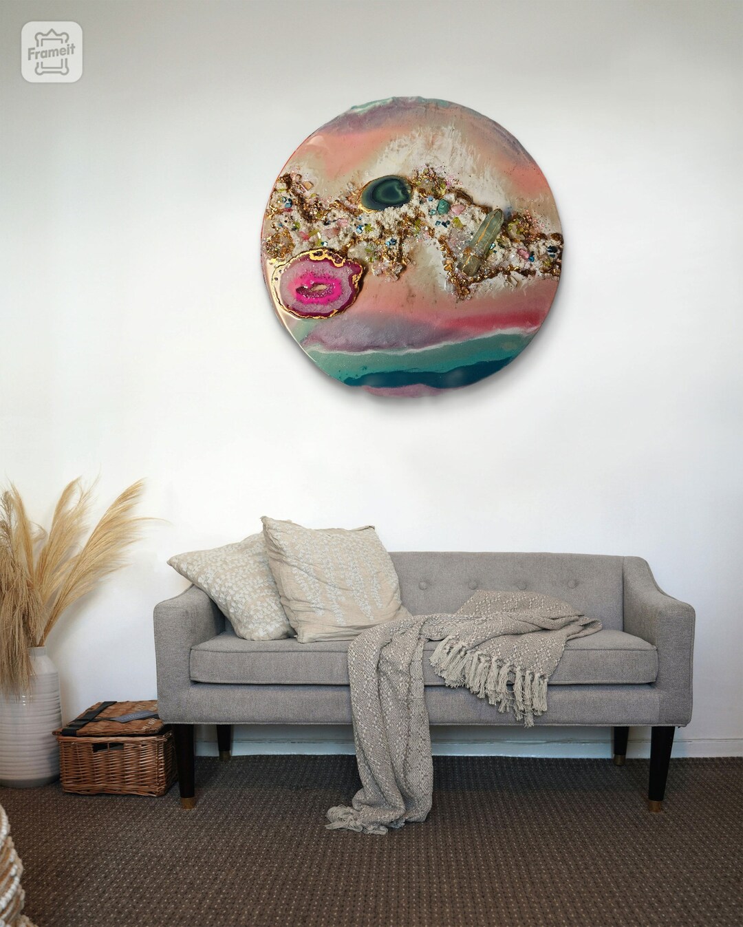Pink Geode Resin Painting, Crystal Glitter Wall Art - Etsy
