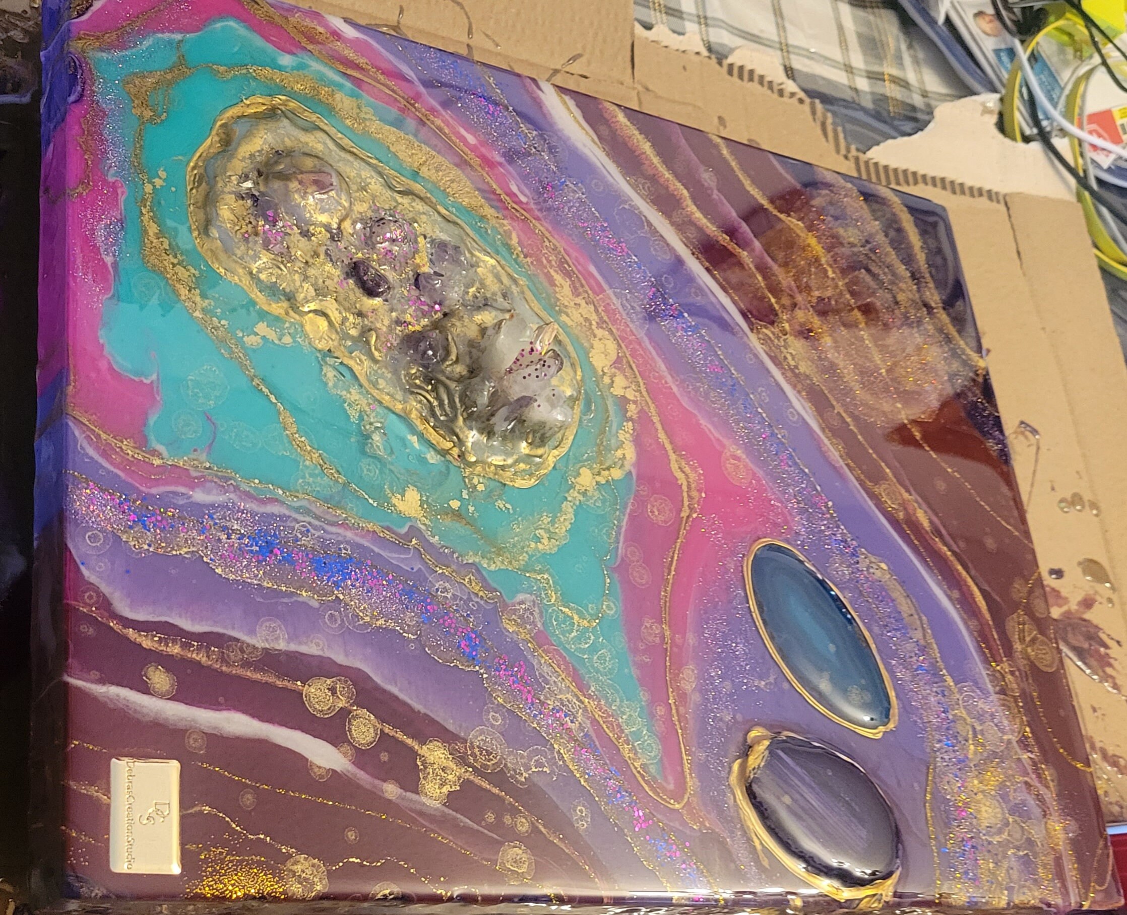 Burgundy Geode Resin Painting Purple Geode Painting Wine Geode Resin ...