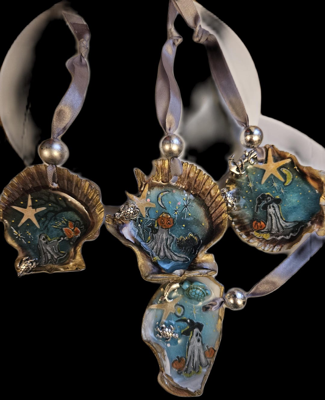 Seashell Hand Painted Ornaments, Seashell Ghosts, Seashell Art, Shell ...