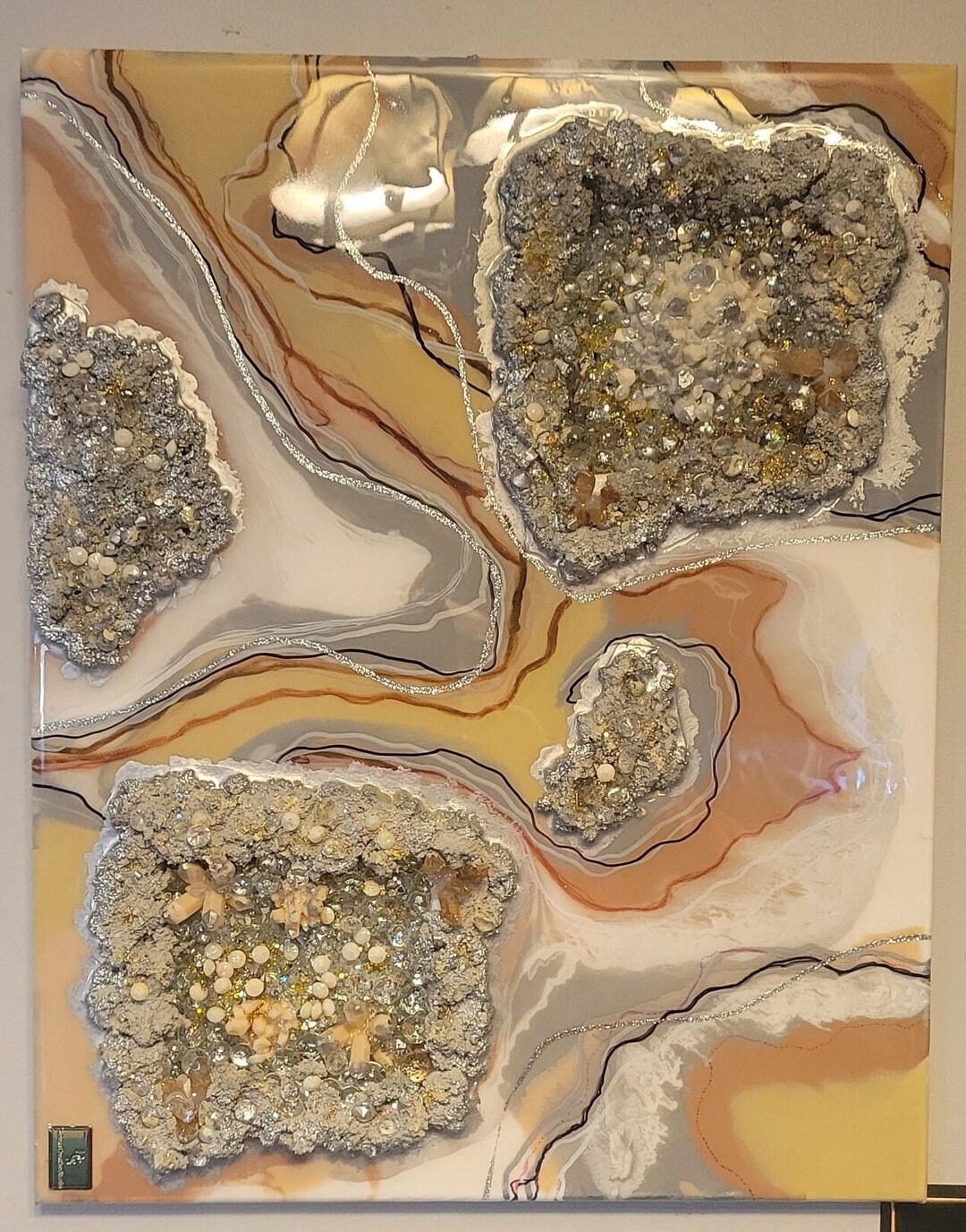 Gold Glitter Painting Gold Fancy Horizontal Textured 3 Dimentional Wall ...