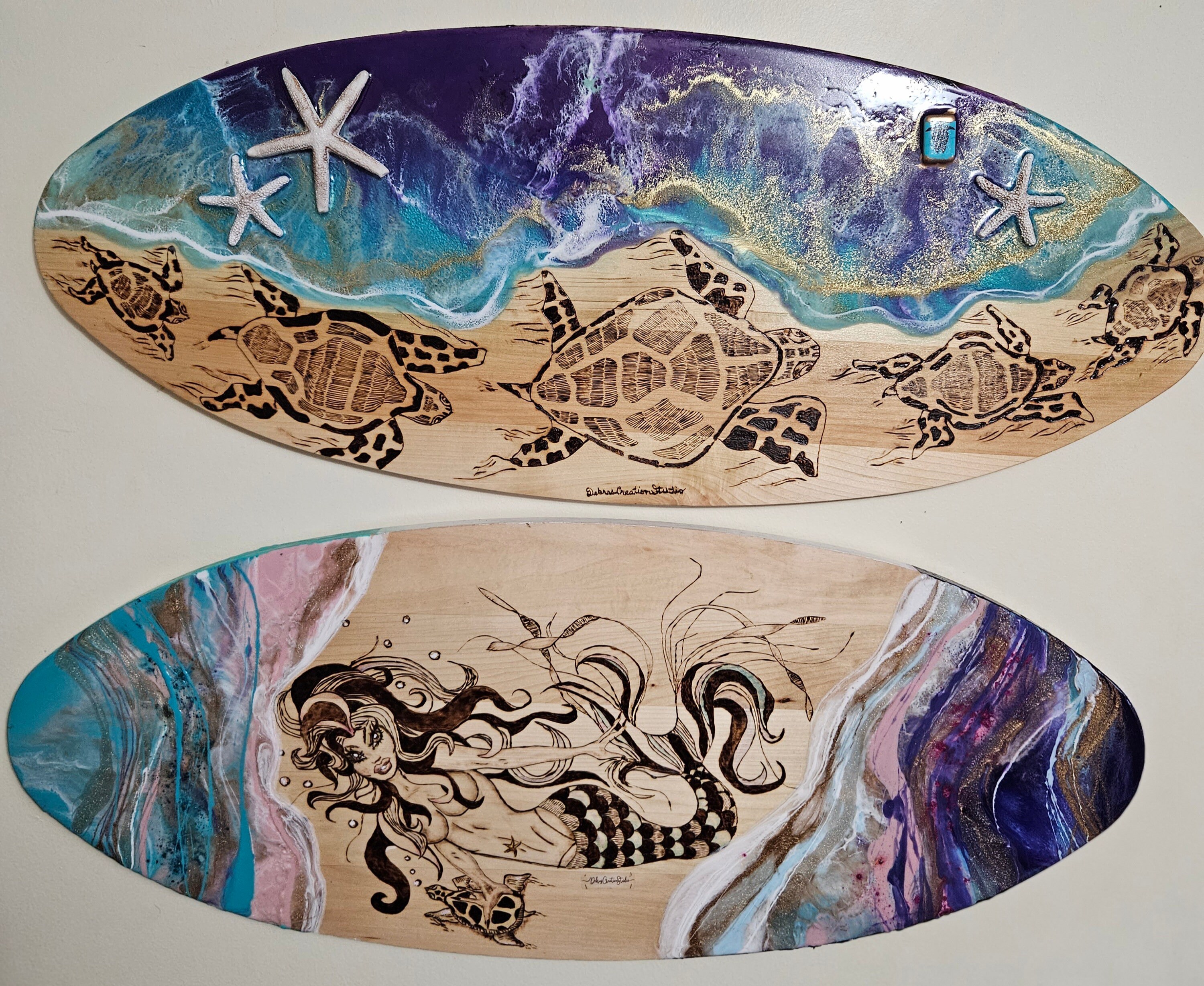 Surfboard Wall Art/ Charcuterie Board Turtle Board, or Mermaid ...