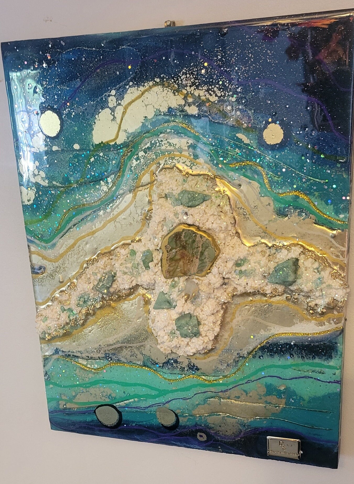 Green Geode Resin Painting Green Geode Bling Art Glitter Art Painting ...