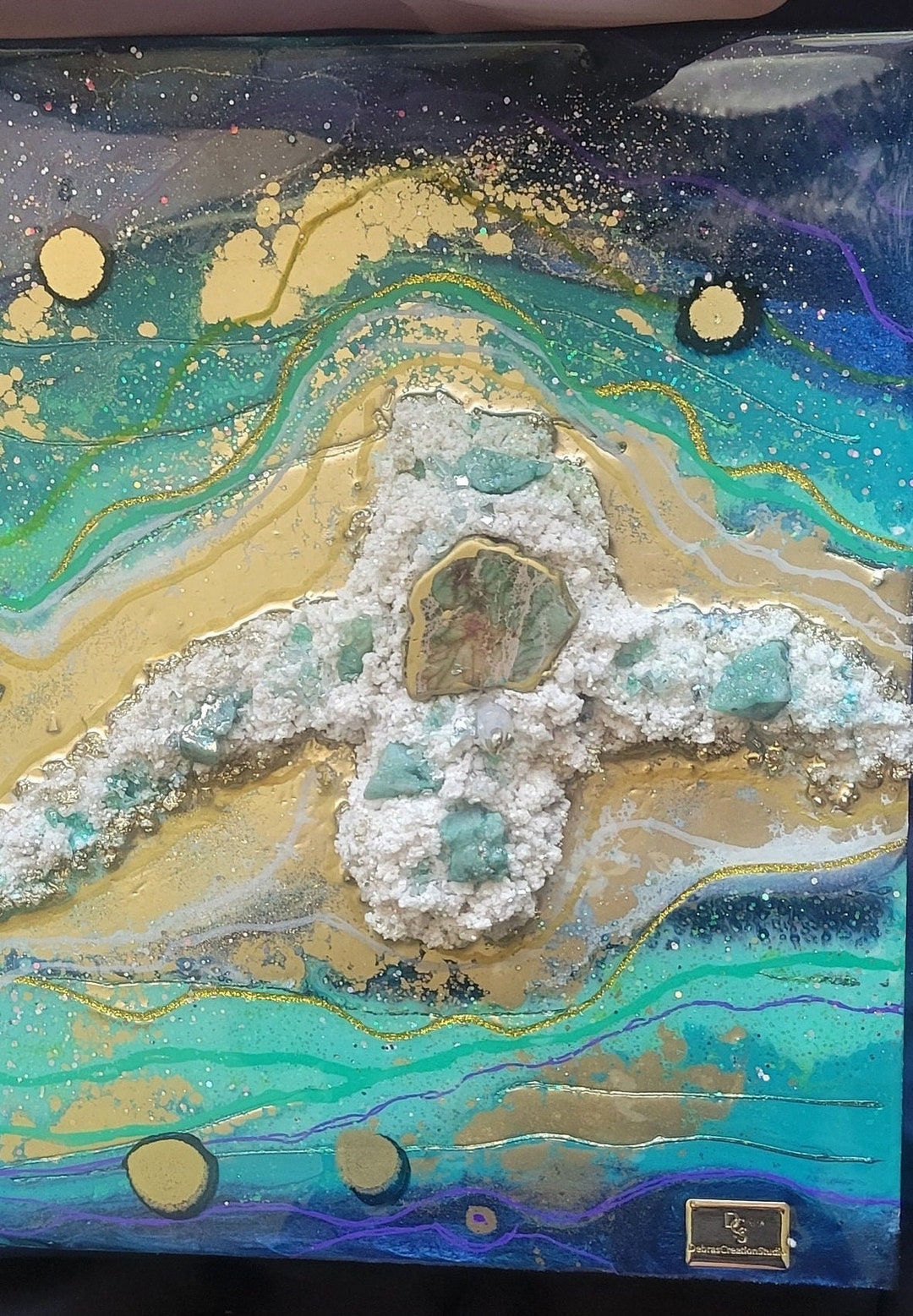 Green Geode Resin Painting Green Geode Bling Art Glitter Art Painting ...