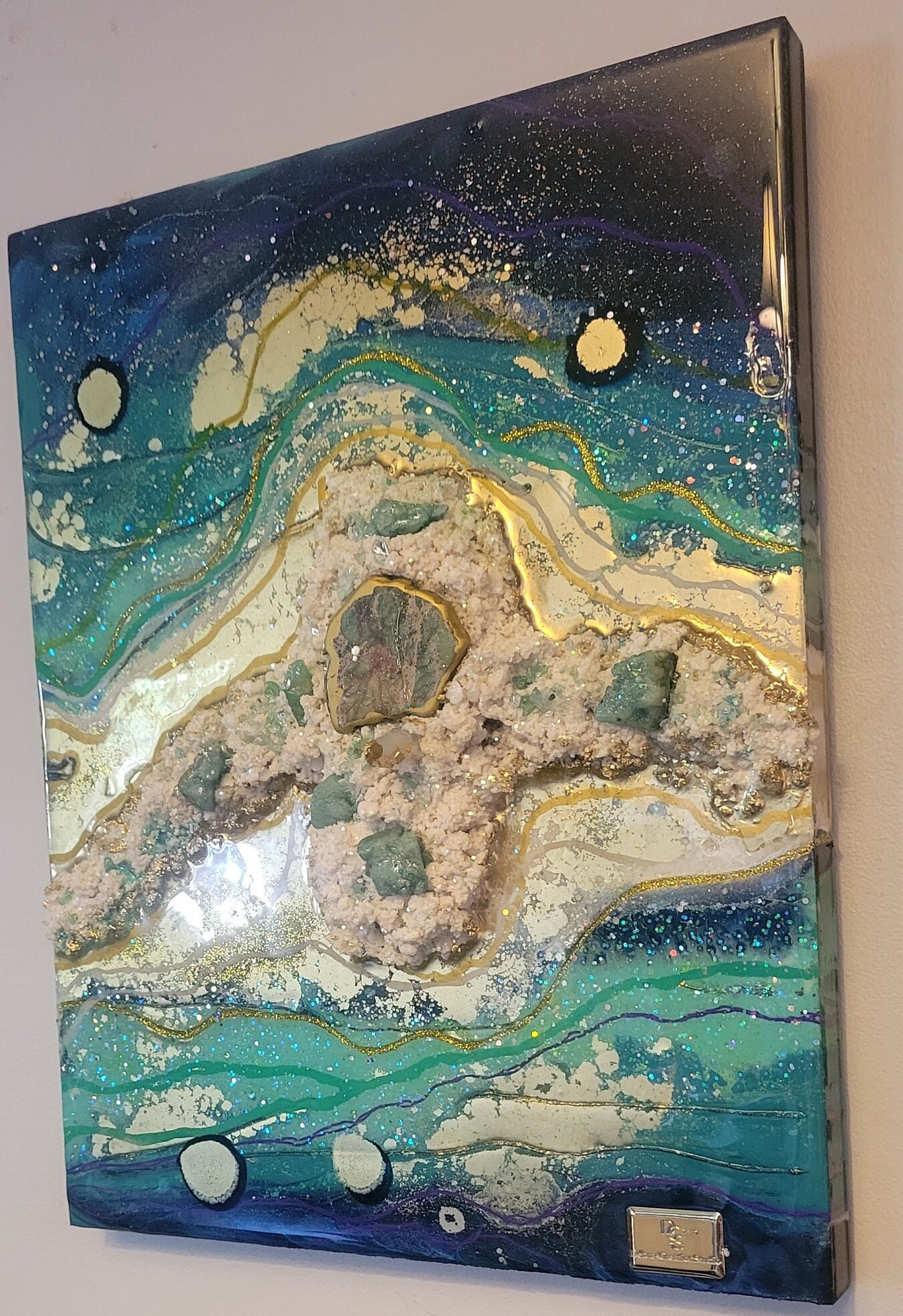 Green Geode Resin Painting Green Geode Bling Art Glitter Art Painting ...
