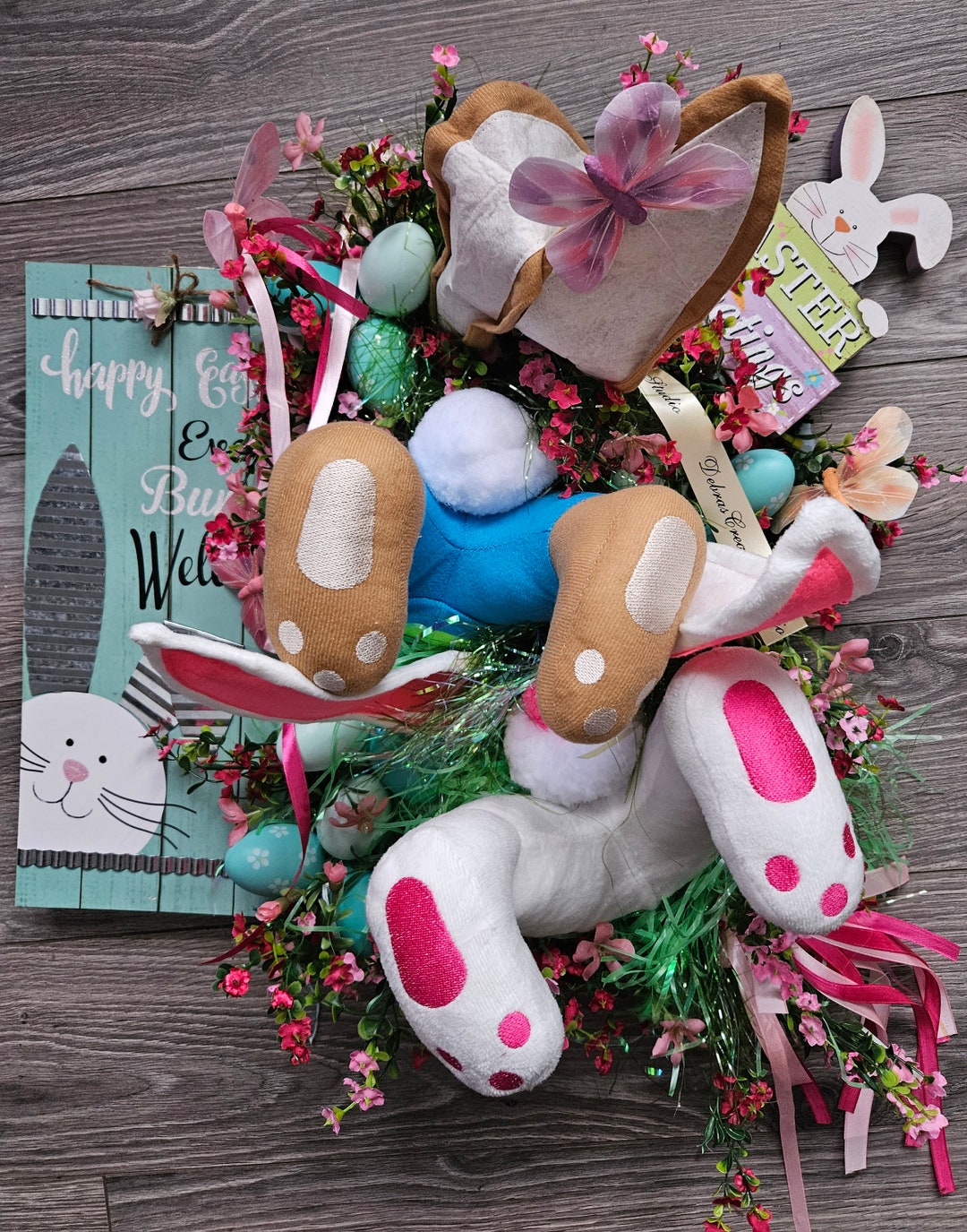 Easter Bunny Butts Wreath, Easter Bunny Door Decor, Easter Door Rabbit ...