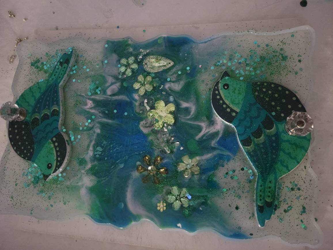 Vanity Tray With Birds to Serve Tea Display Jewelry or - Etsy