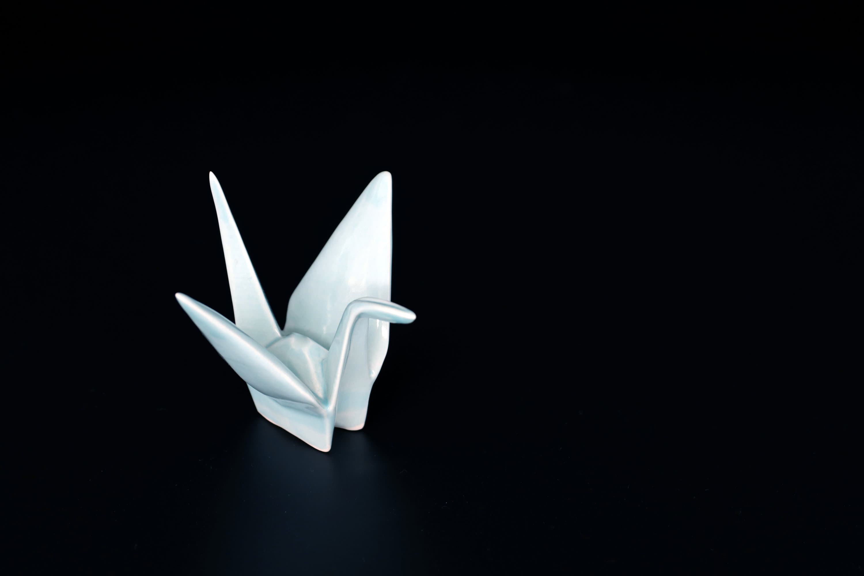 Japanese Porcelain Origami Crane Figurine Handmade Bird Sculpture 3d ...