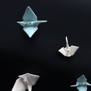 Japanese Porcelain Origami Crane Figurine Handmade Bird Sculpture 3d ...
