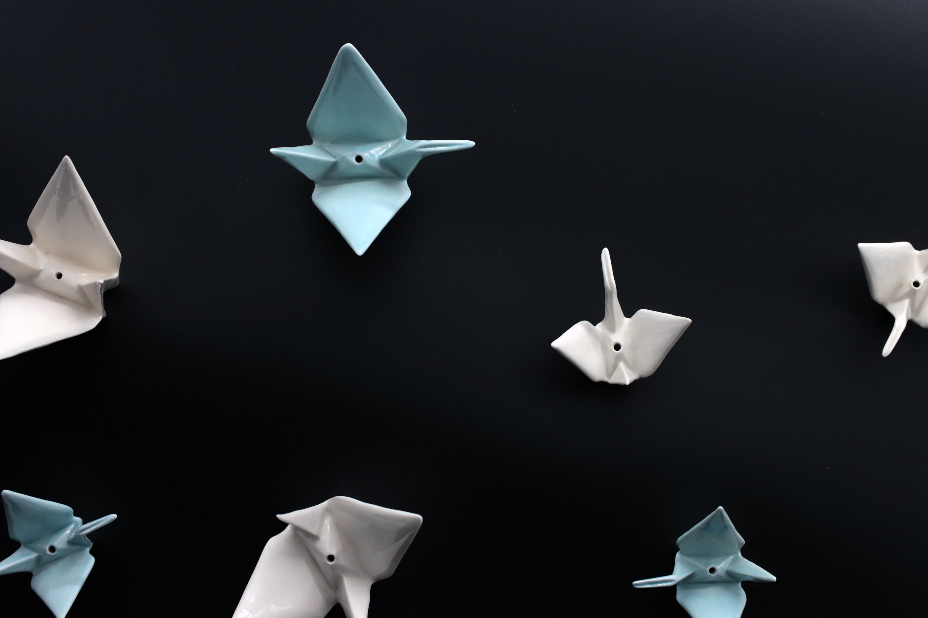 Japanese Porcelain Origami Crane Figurine Handmade Bird Sculpture 3d ...