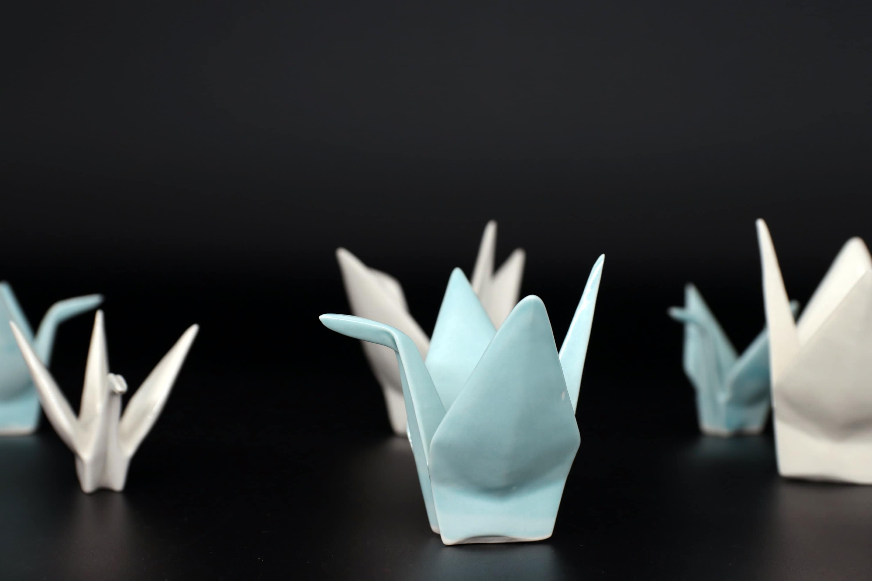 Japanese Porcelain Origami Crane Figurine Handmade Bird Sculpture 3d ...