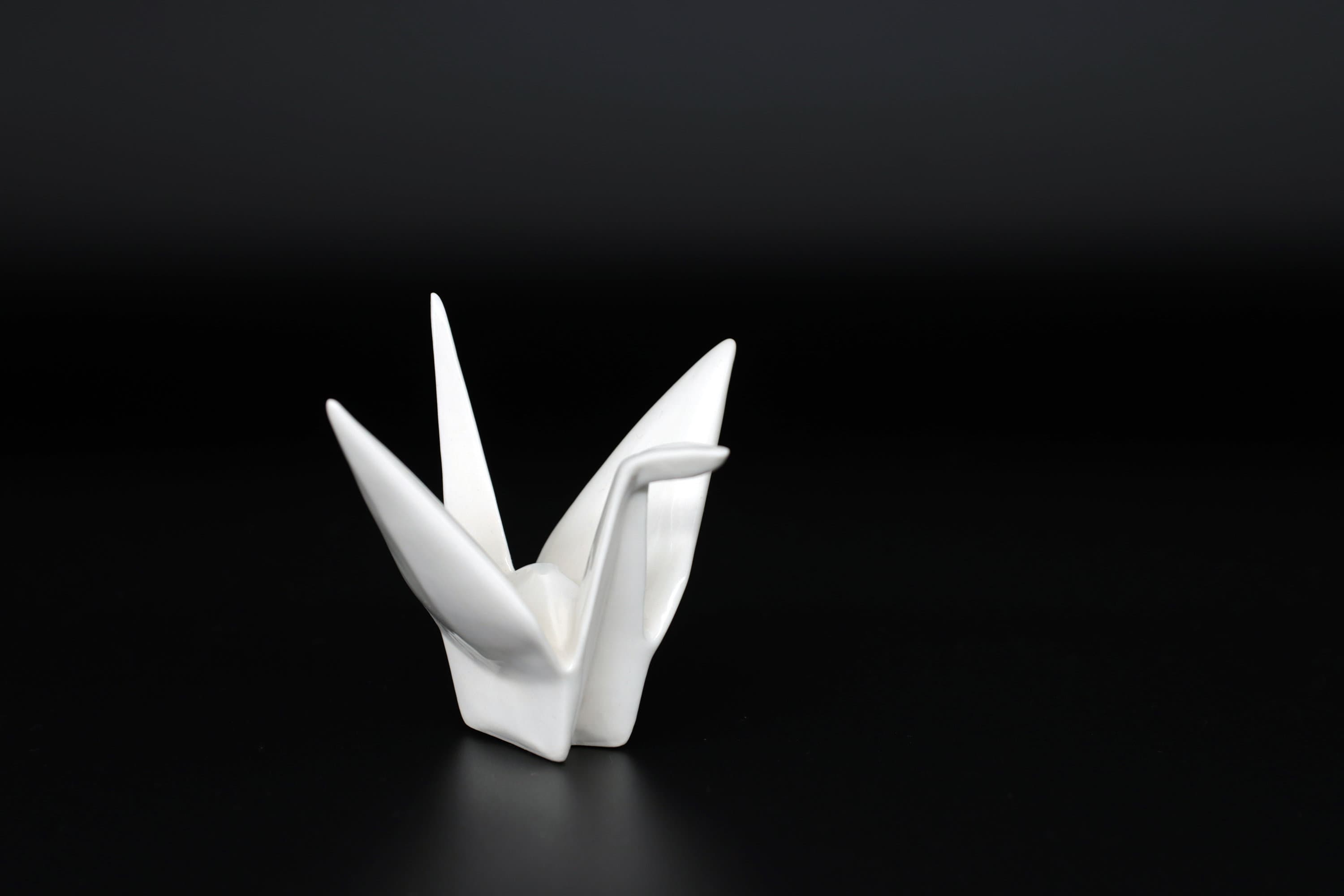 Japanese Porcelain Origami Crane Figurine Handmade Bird Sculpture 3d ...