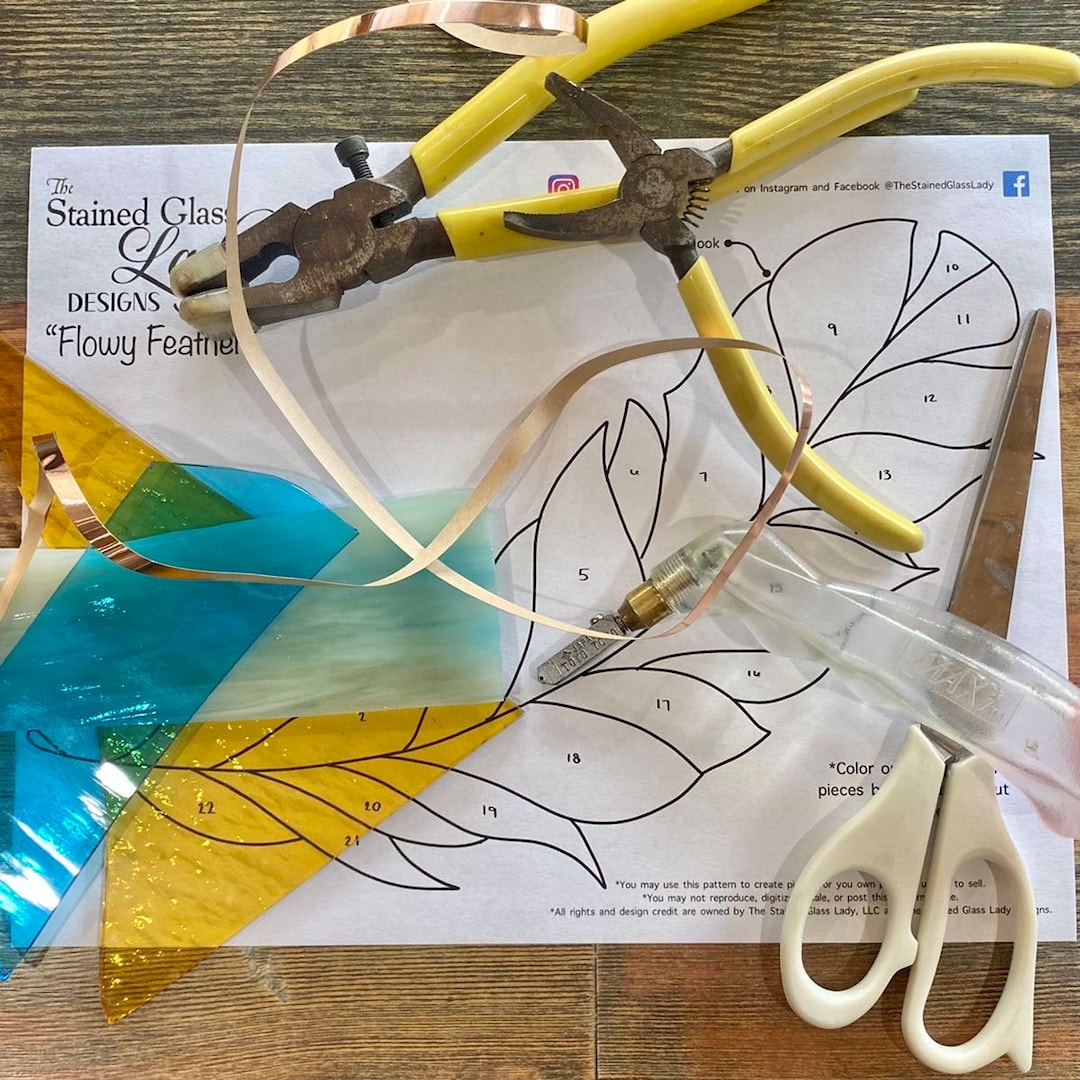 Beginner to Intermediate Stained Glass Feather Pattern - Etsy