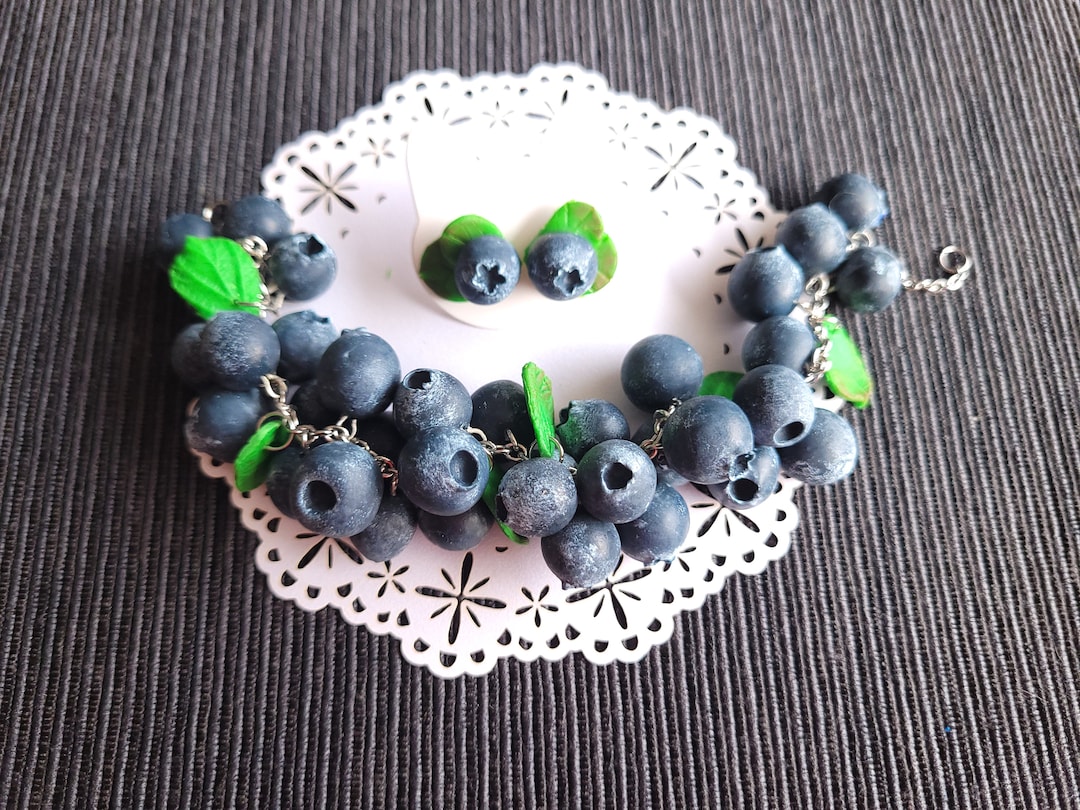 Blueberry Bracelet Made of Polymer Clay, Berry Bracelet, Summer Jewelry ...