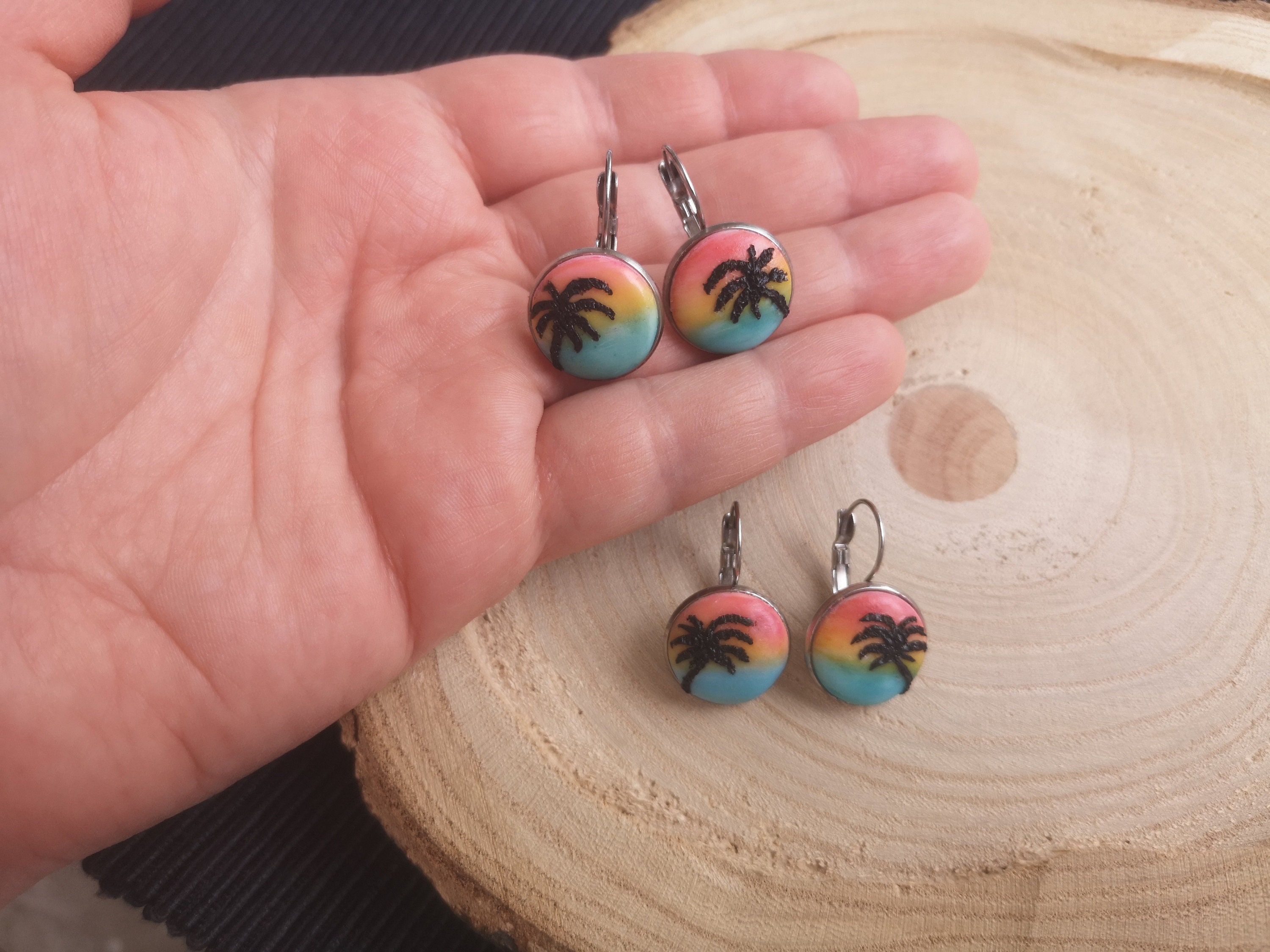 Sunset Earrings, Sunset Sky, Sunrise Sun, Polymer Clay Earrings, - Etsy