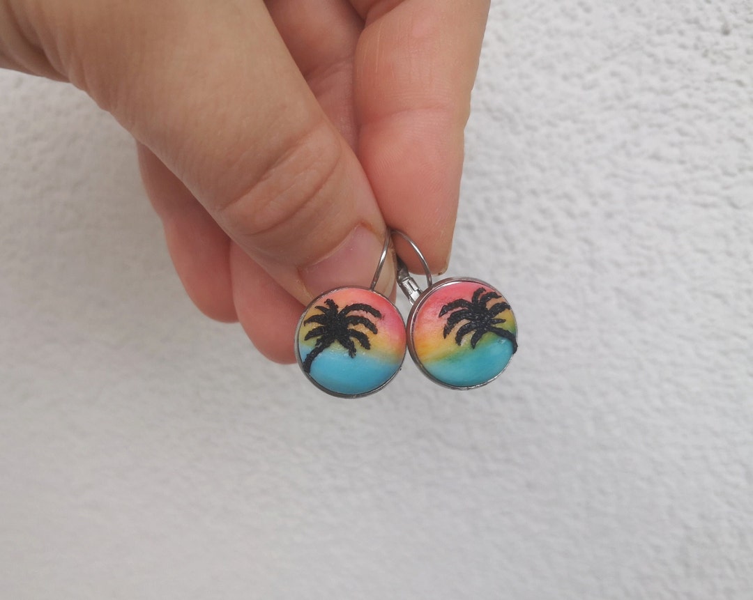 Sunset Earrings, Sunset Sky, Sunrise Sun, Polymer Clay Earrings, - Etsy