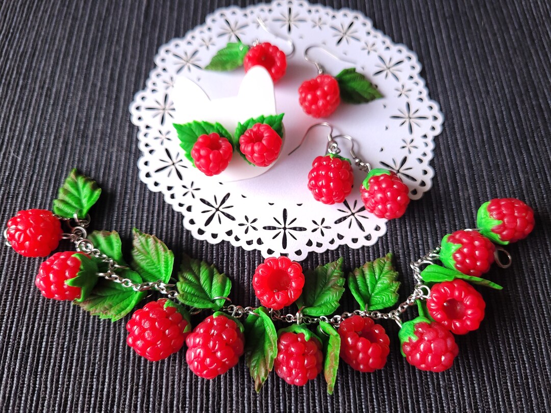 Berry Bracelet Made of Polymer Clay, Raspberry Bracelet, Raspberry ...