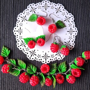 Berry Bracelet Made of Polymer Clay, Raspberry Bracelet, Raspberry ...