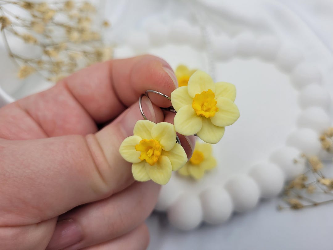 Daffodil Earrings, Daffodil Stud Yellow, Narcissus Jewelry, Daffodil ...