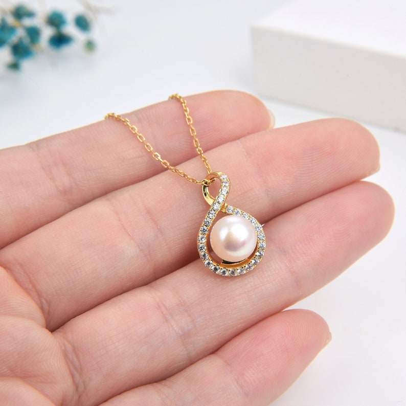 925 Sterling Silver Infinity Freshwater Pearl Necklace For Etsy