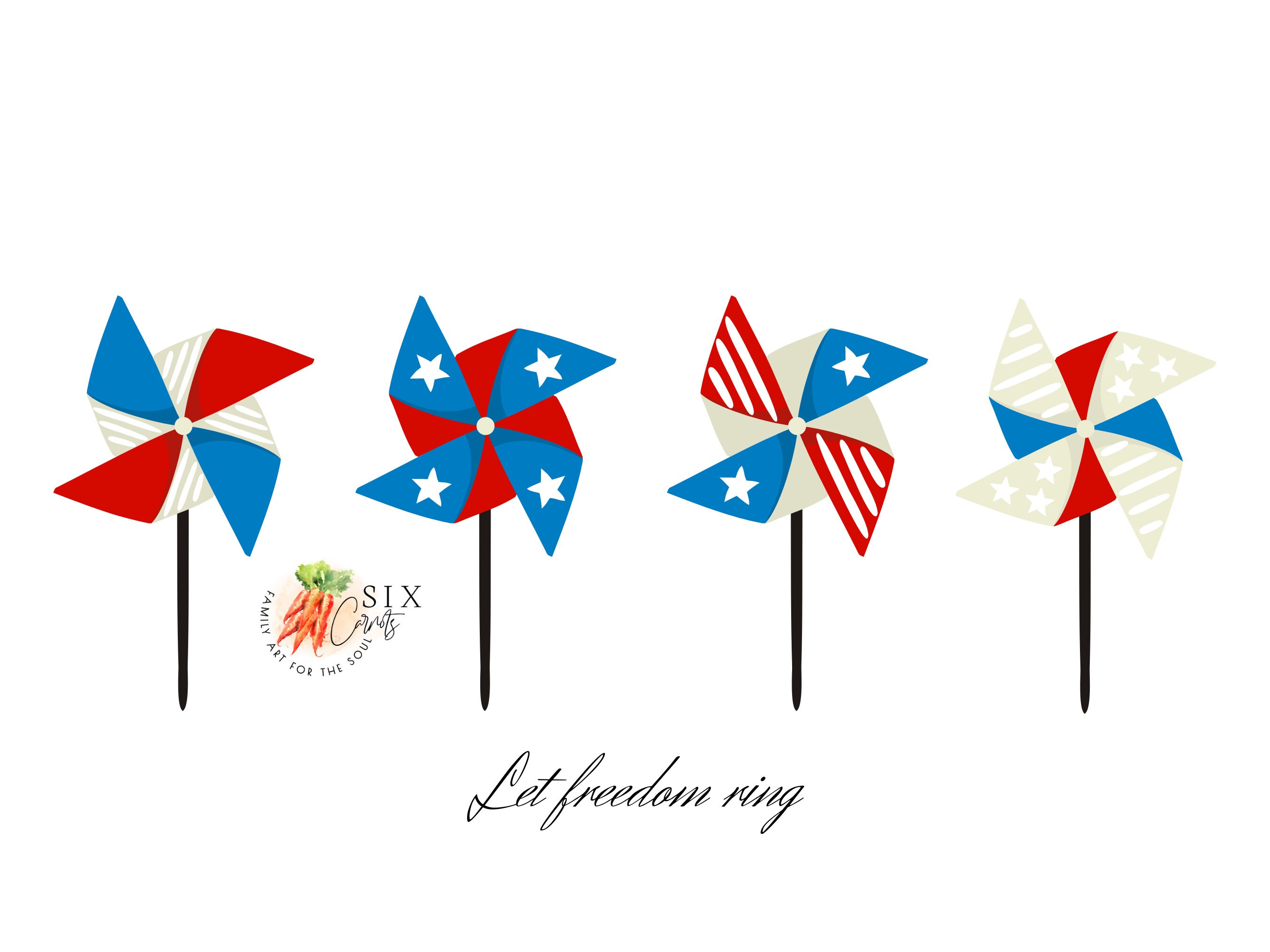 Patriotic Family of Four Pinwheels - Etsy