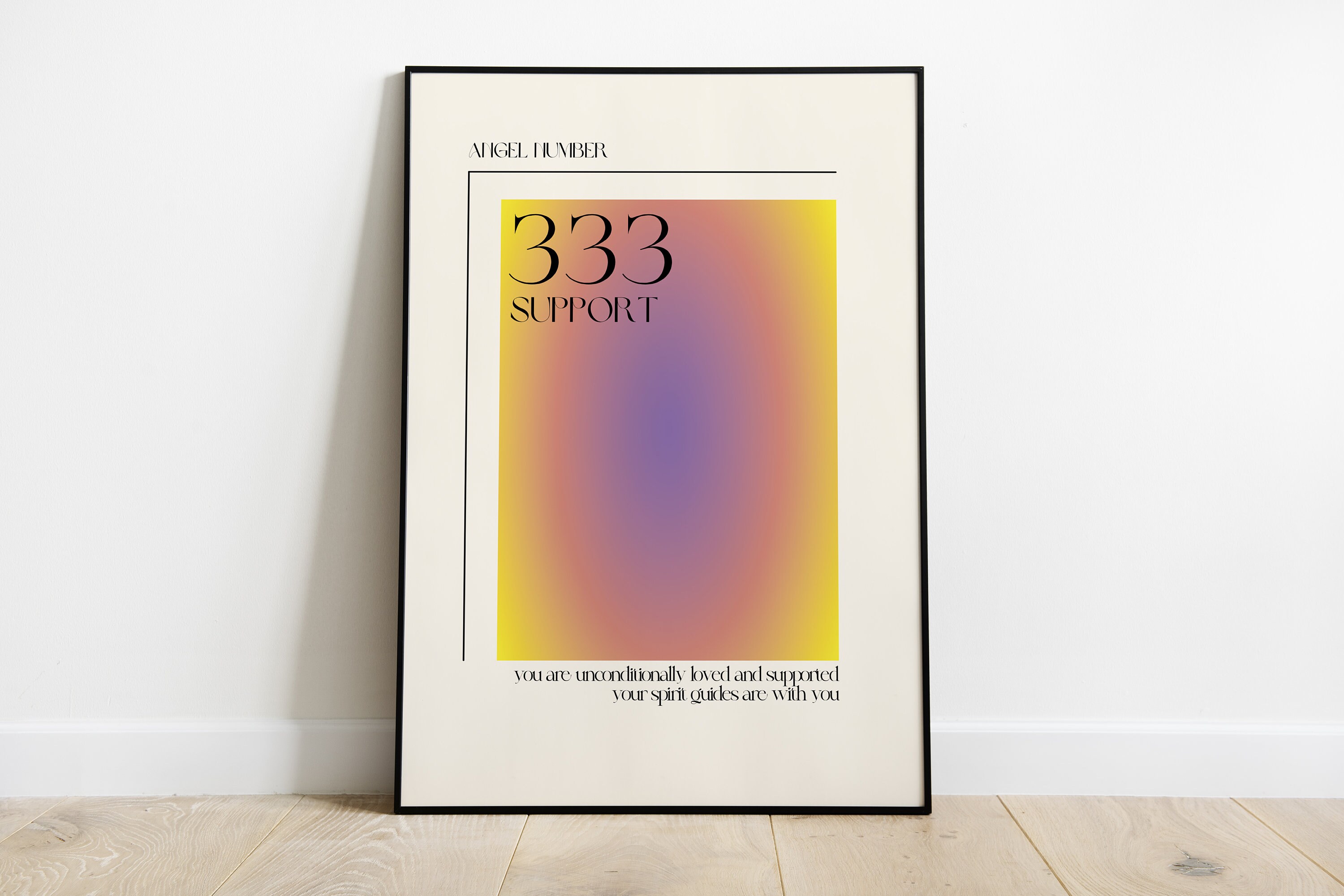 Angel Number 333 Numerology Wall Art Print Colourful Aura Gradient ...