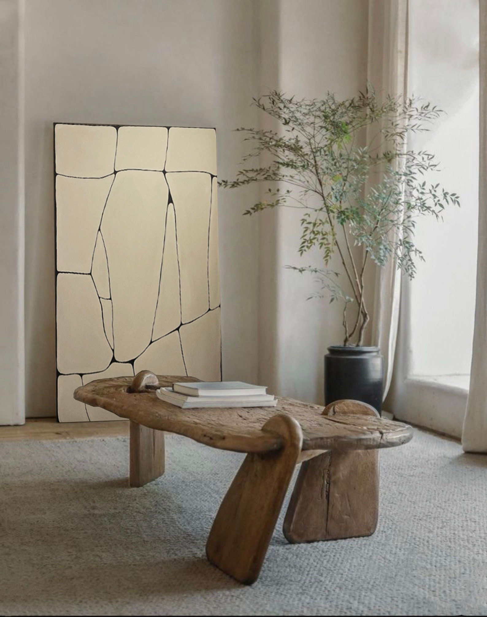 Abstract Beige Stone Effect Acrylic Canvas, 120cm X 180cm, Scandi Art ...