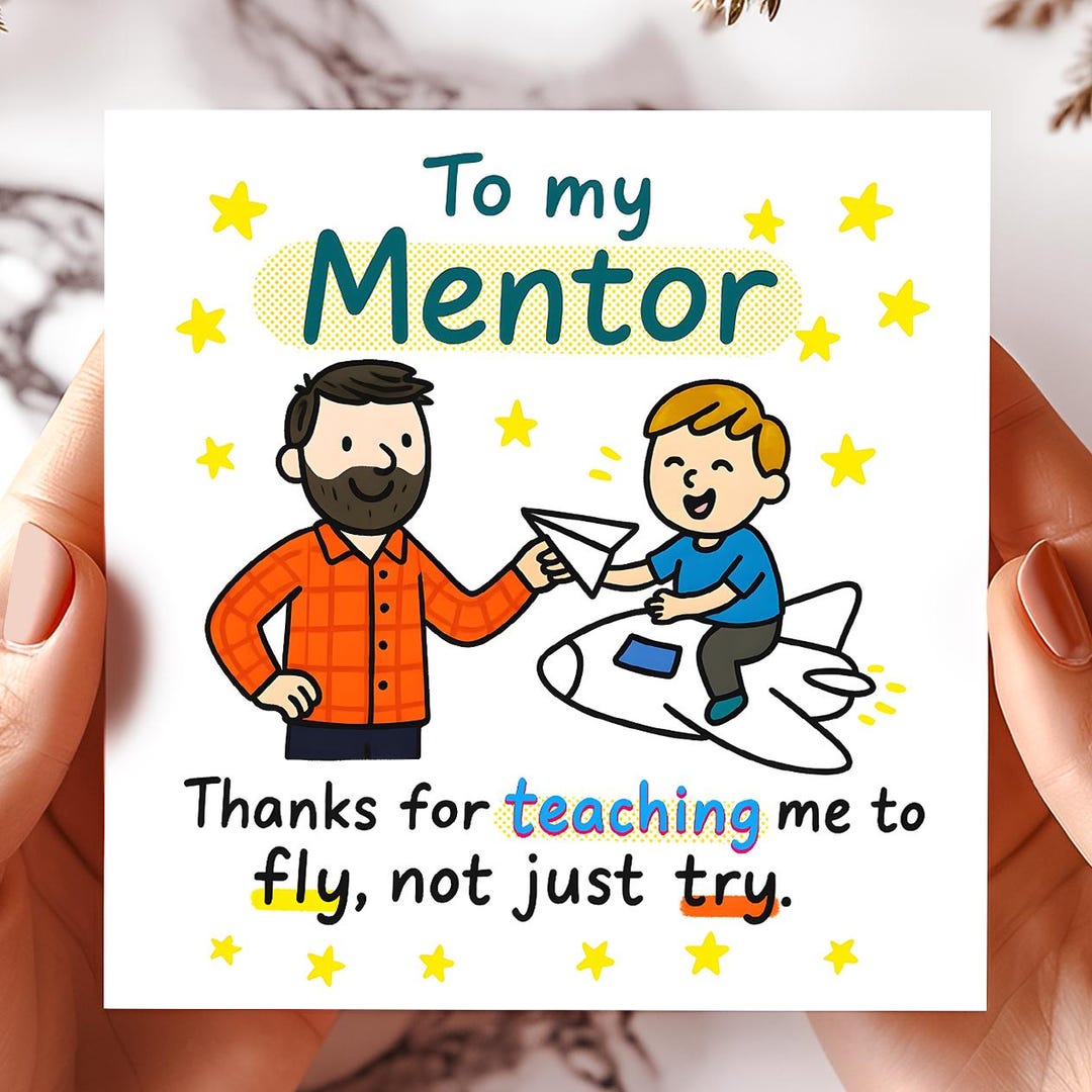 Mentor Teacher Thank You Card With Paper Plane and Star Design ...
