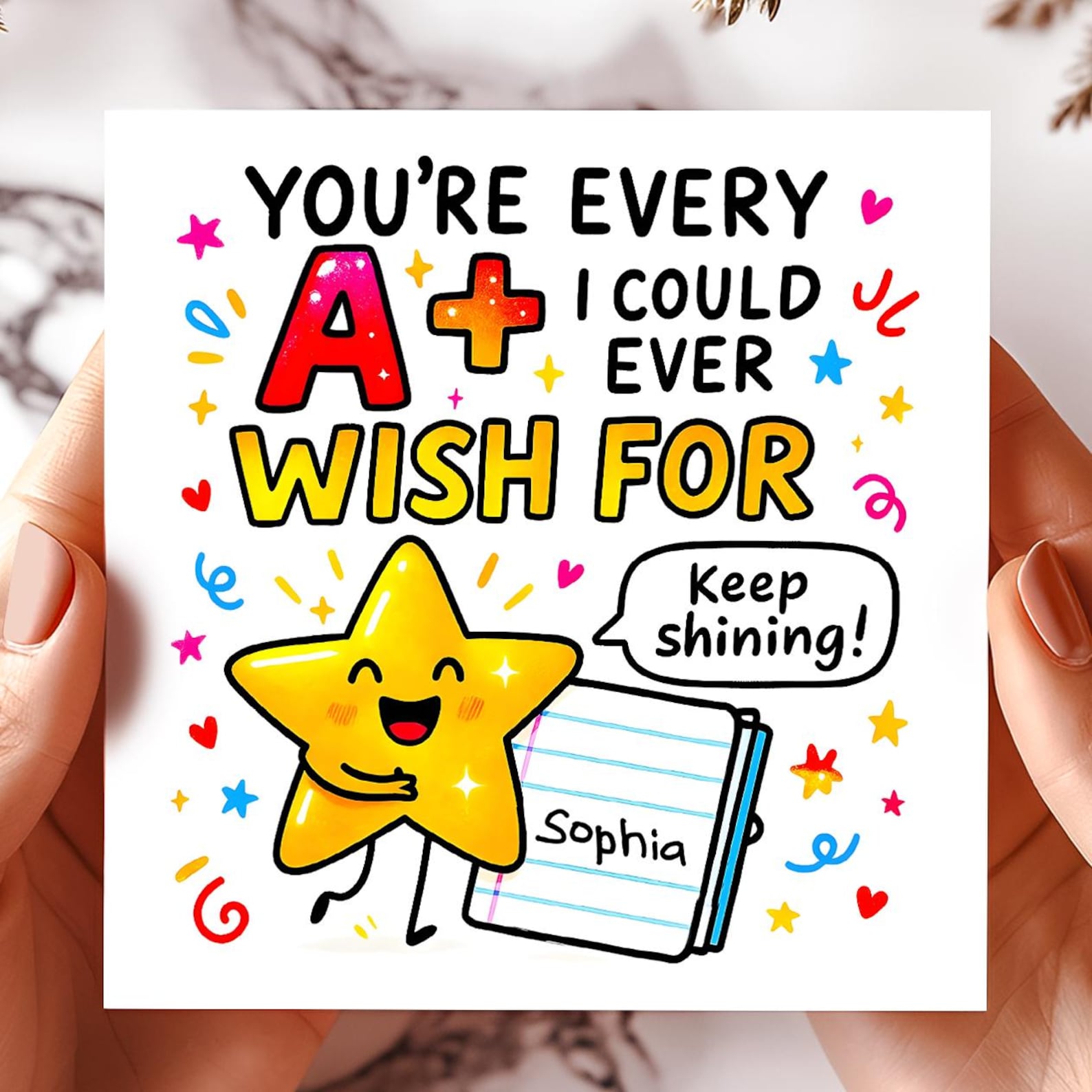 A+ Wish Star – Cute Graduation Card for Kids | Smiling Star With ...