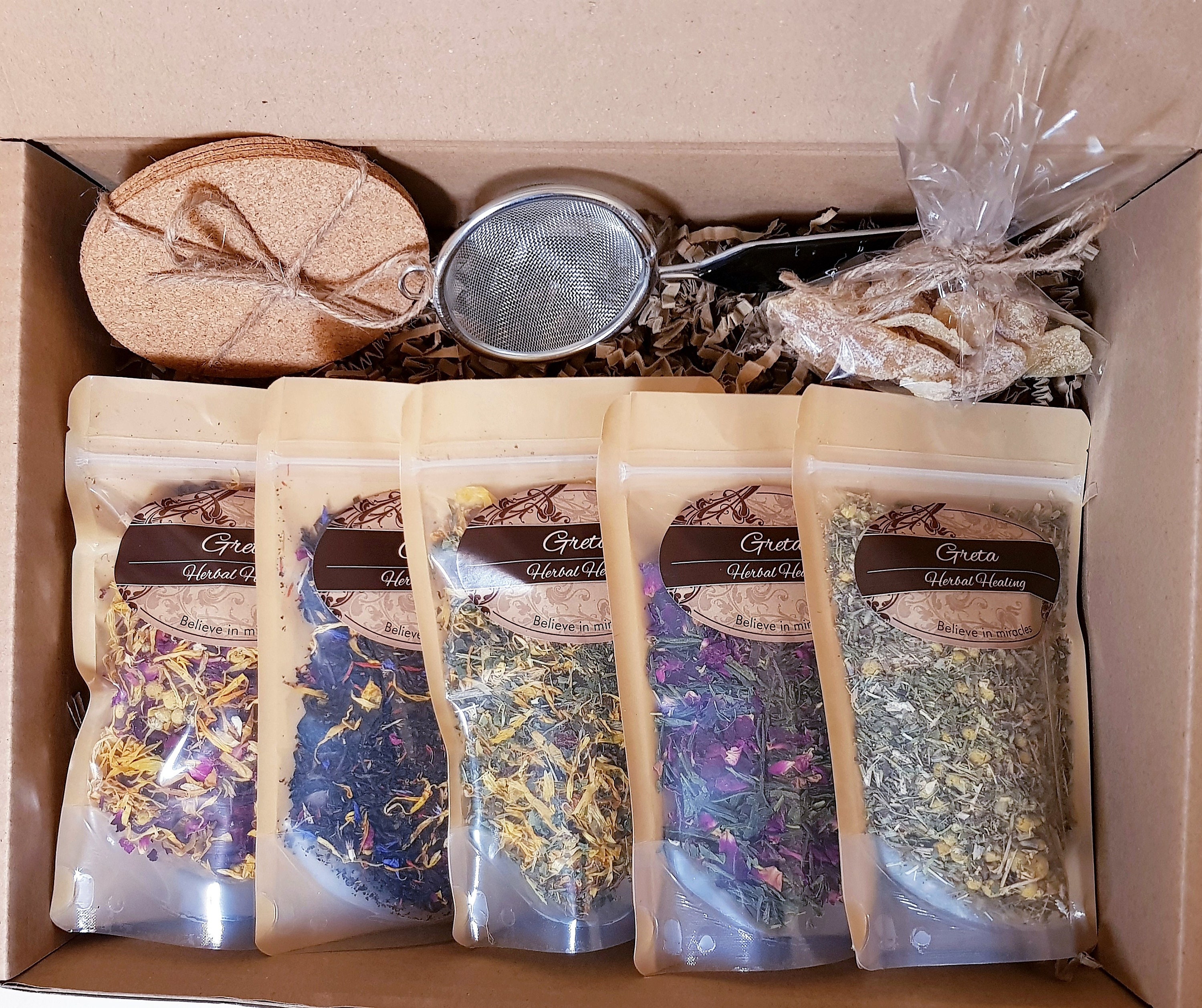 5 Loose Leaf Herbal Tea Gift Set Dried Leaf Vegan Gift Set - Etsy