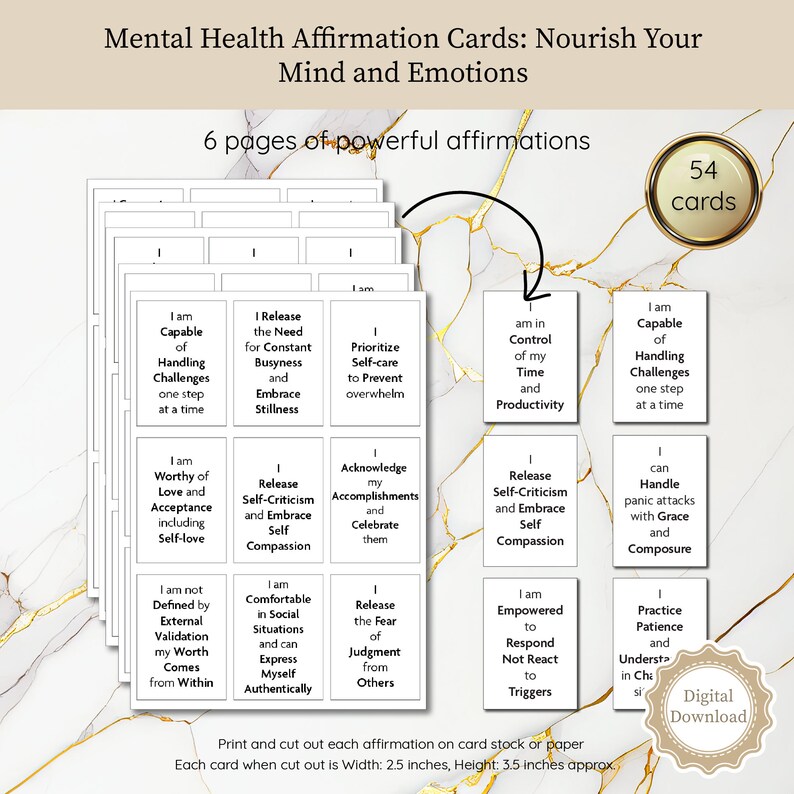 Printable Affirmation Cards for Anxiety, Depression, Procrastination ...