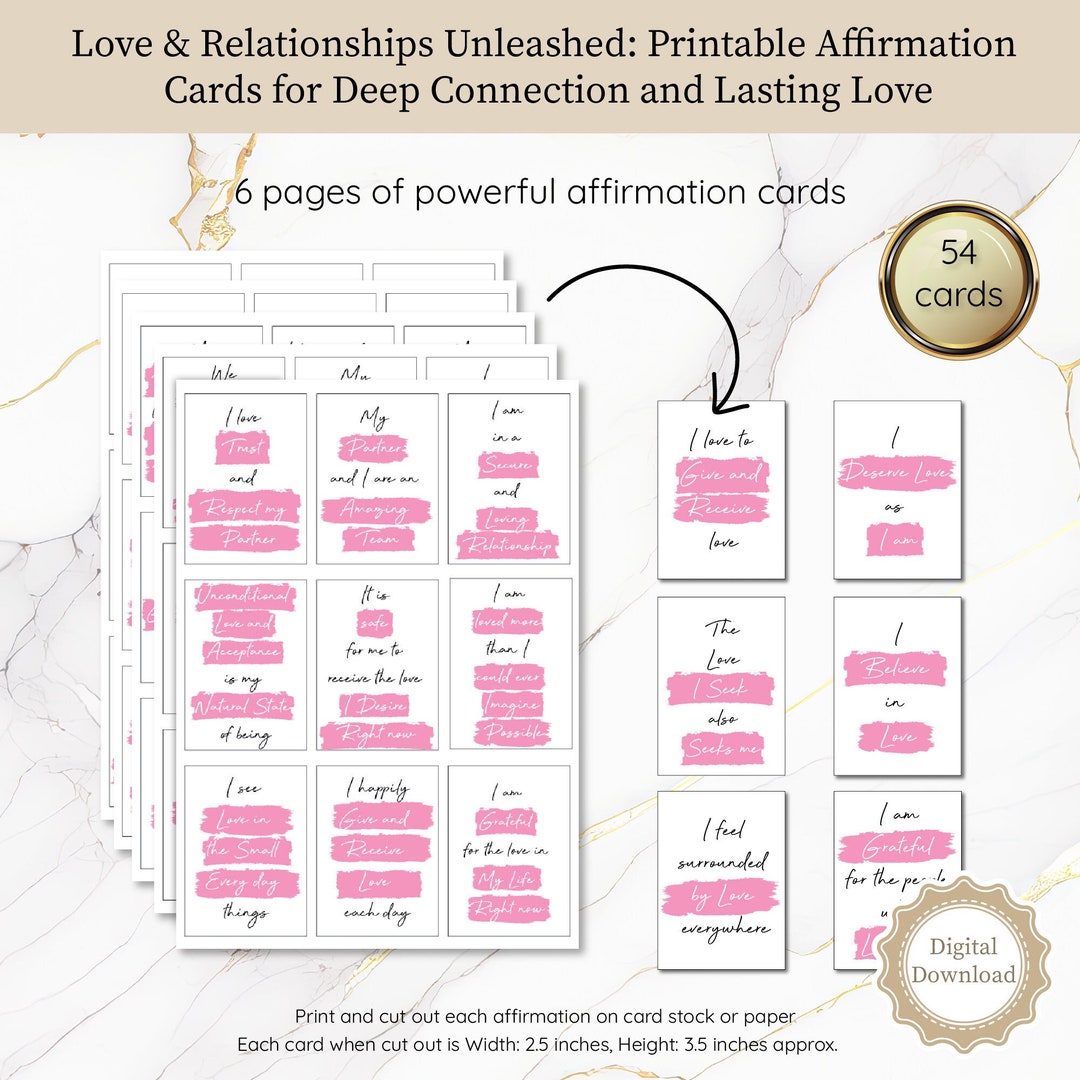 Printable Affirmations Cards for Love Connection Manifest - Etsy