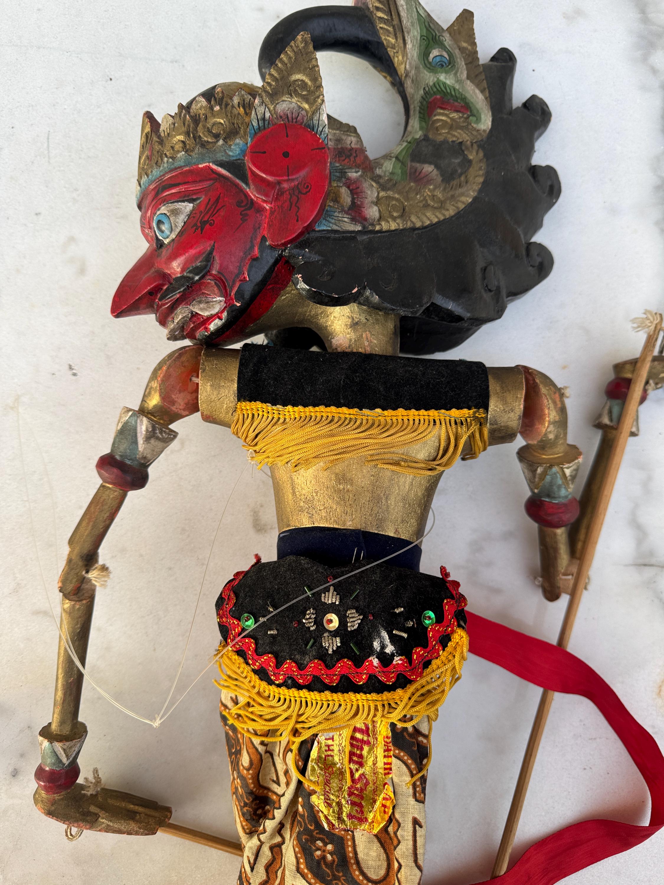 Vintage Indonesian Wayang Golek Puppet – Red Demon Character – Hand ...