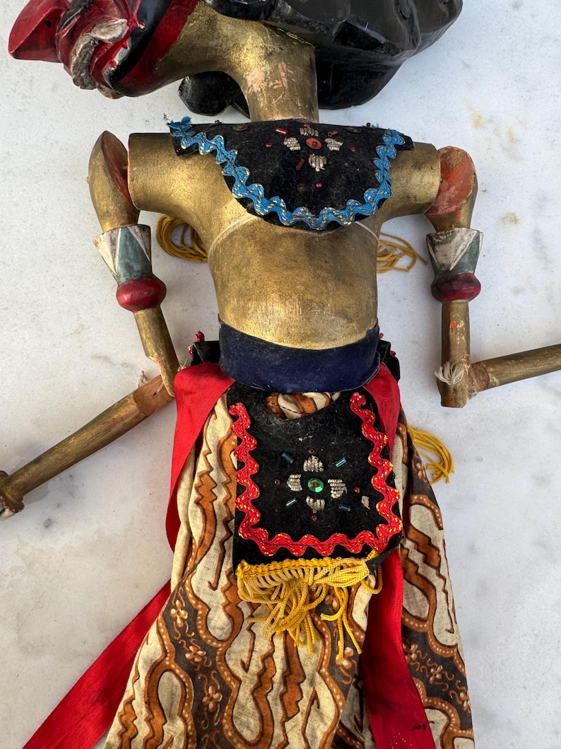 Vintage Indonesian Wayang Golek Puppet – Red Demon Character – Hand ...