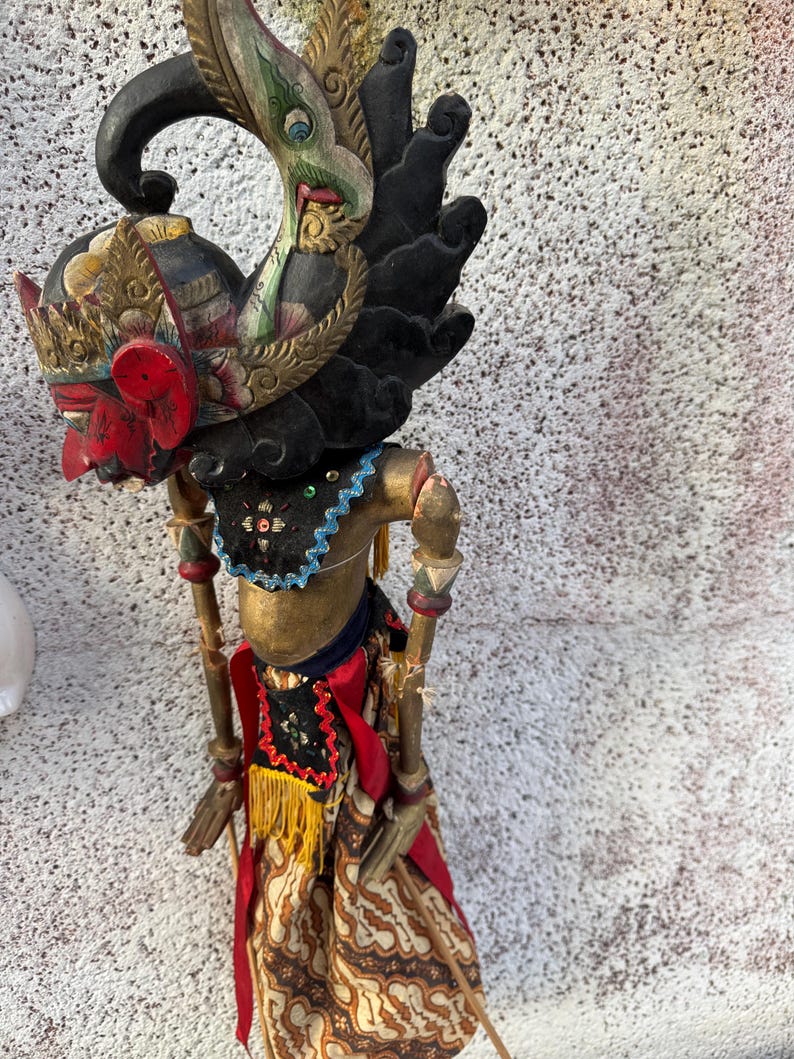 Vintage Indonesian Wayang Golek Puppet – Red Demon Character – Hand ...