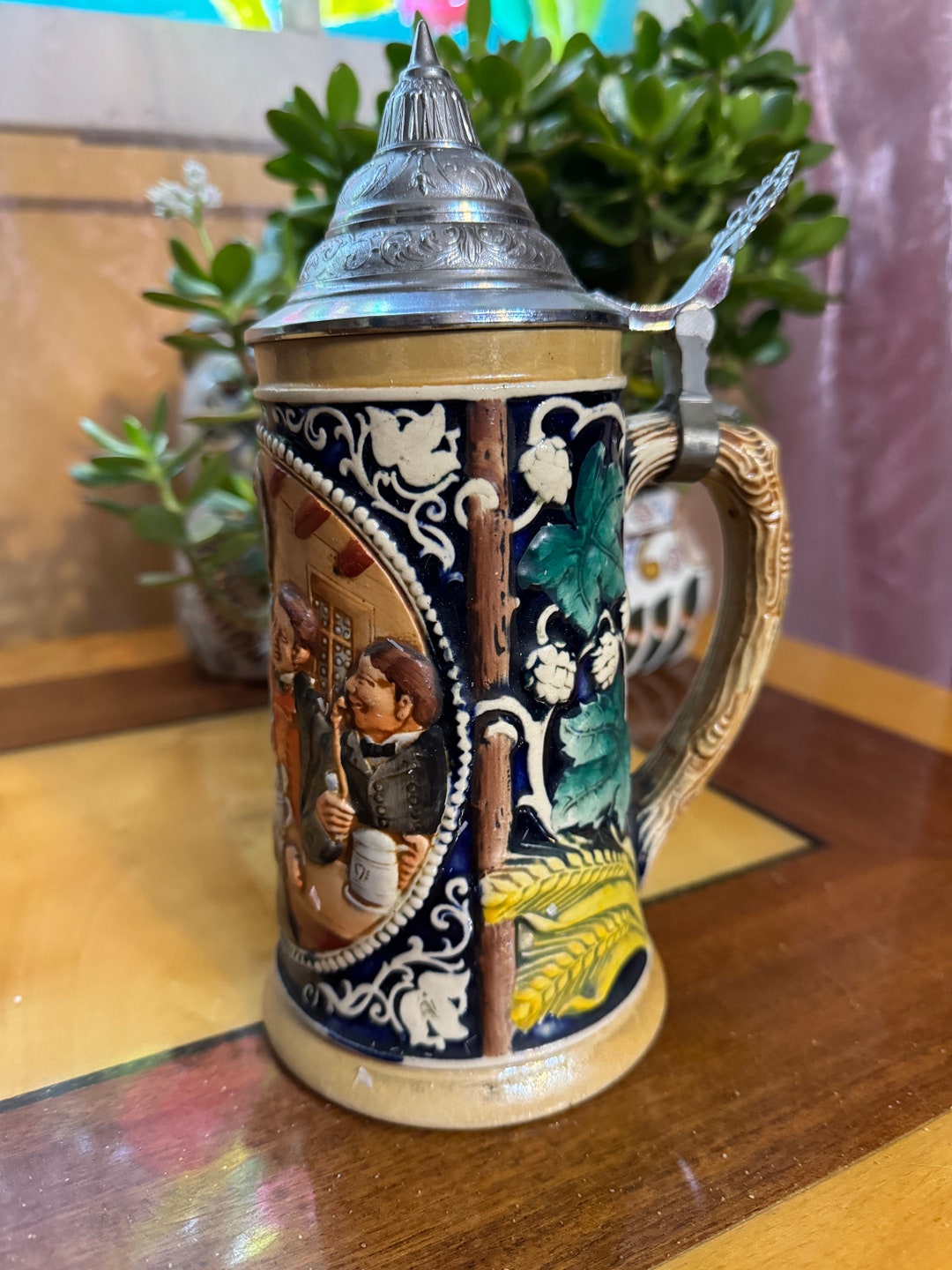 Old Beer Mug With a Lid Made of German Glazed Porcelain Stoneware - Etsy