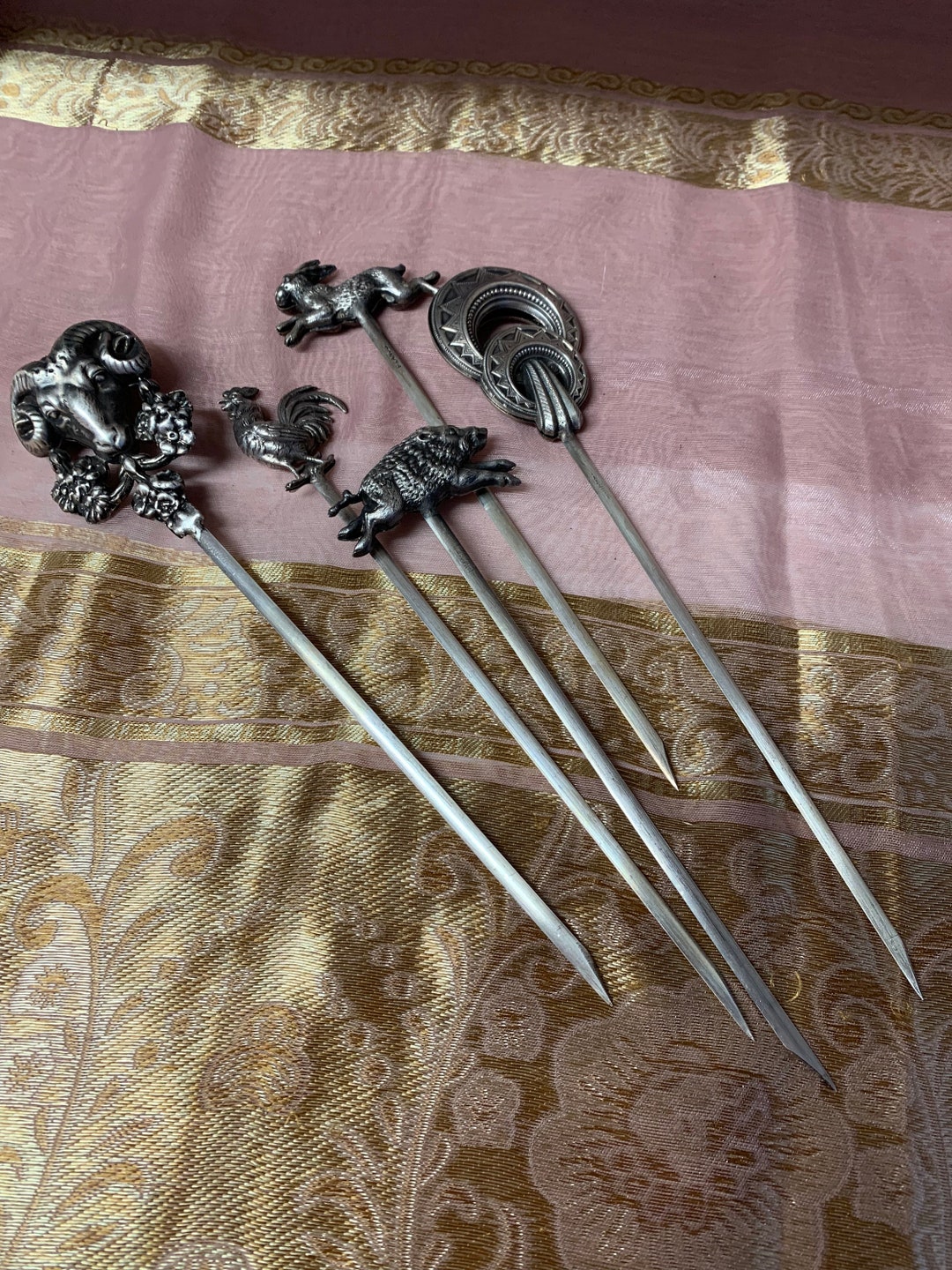 Metal Skewers With Animal Figures for Snacks 5 Pieces - Etsy