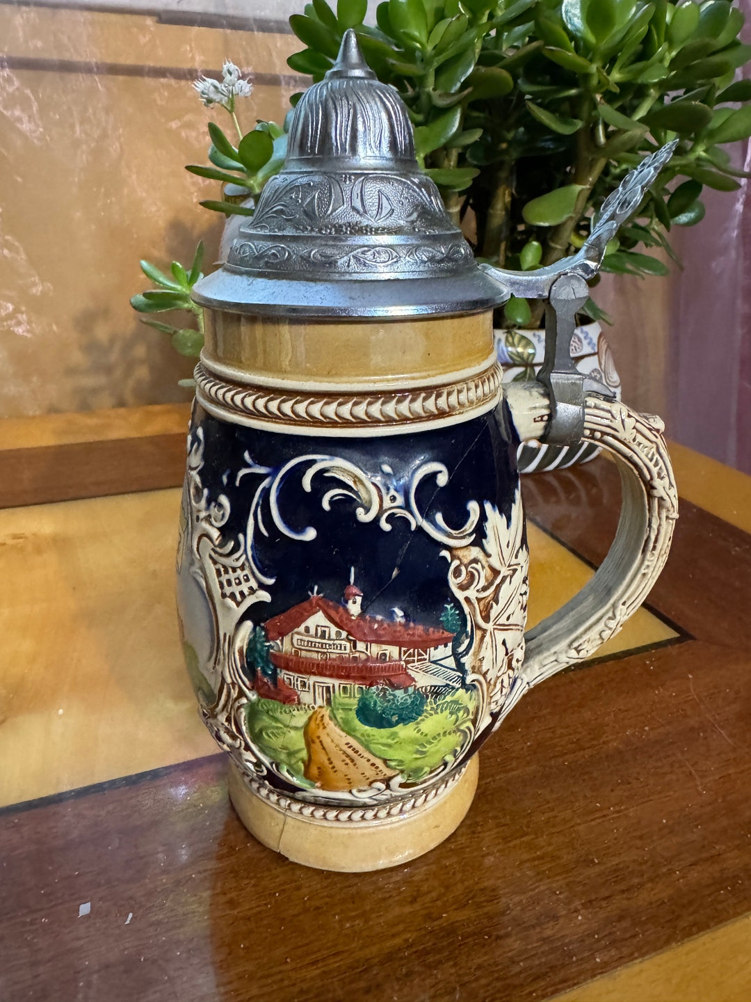 Old Beer Mug With a Lid Made of German Glazed Porcelain Stoneware - Etsy