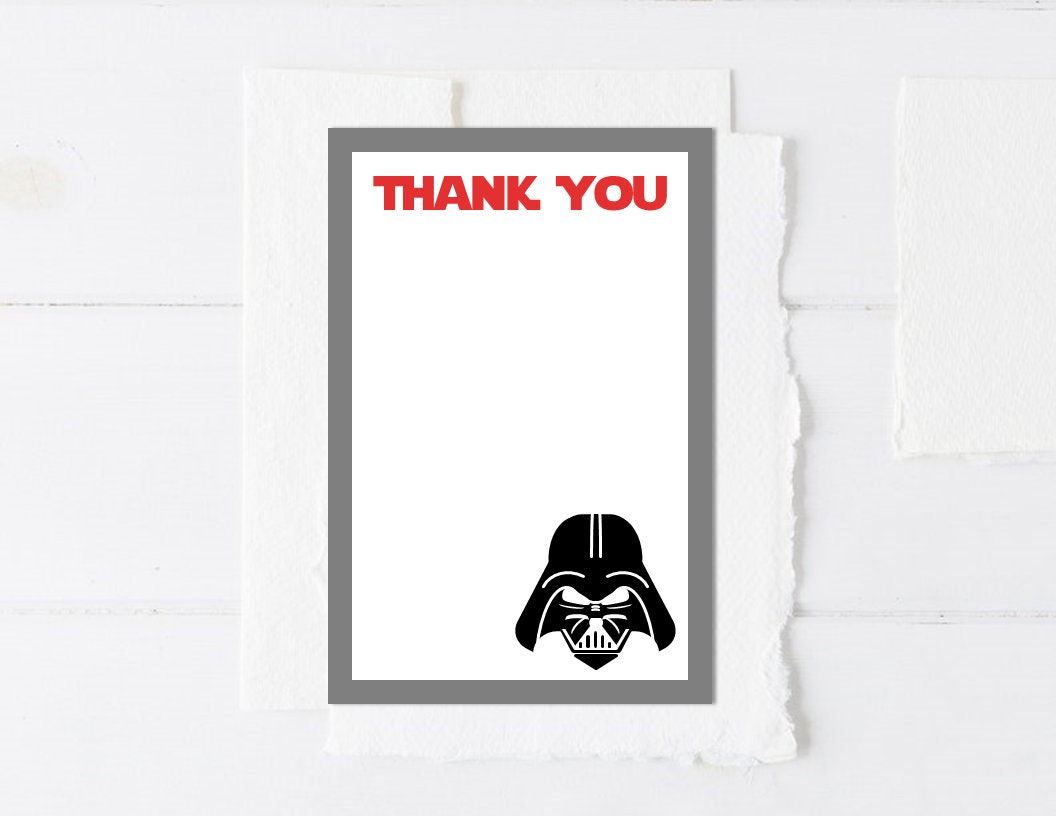 Darth Vader Thank You Notes, Darth Vader Cards, Star Wars Birthday ...
