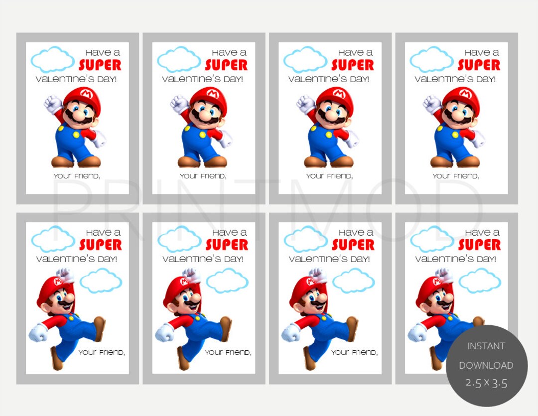 Valentines Day Card - Mario Bros Valentines Cards - Mario Bros ...
