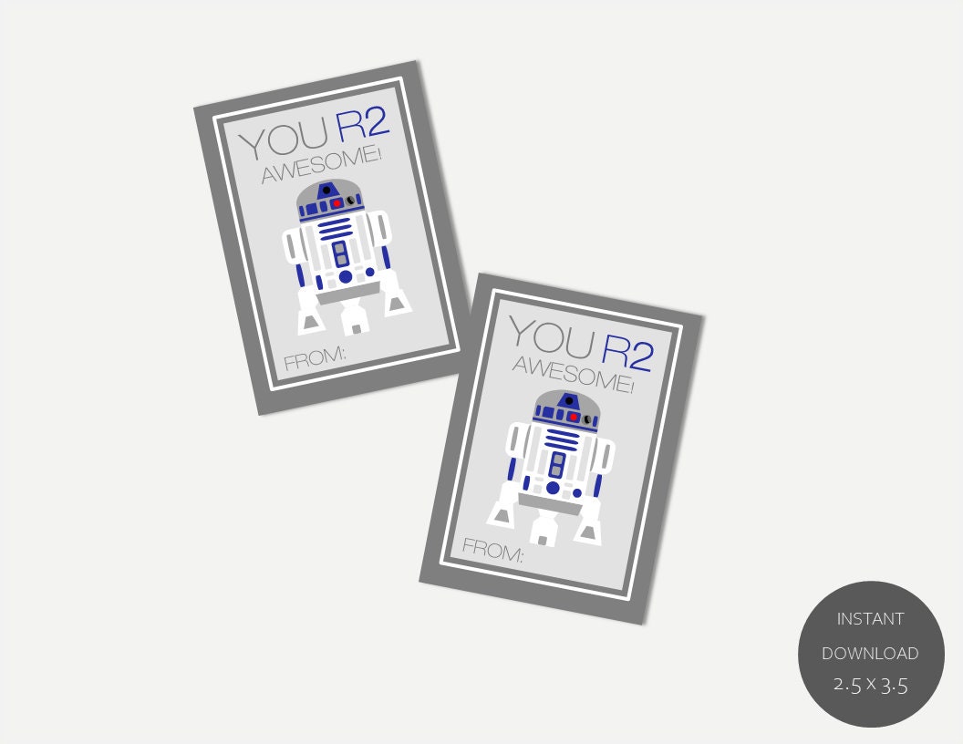 Valentines Tag - R2D2 Valentines - R2D2 Cards - Star Wars Valentines ...