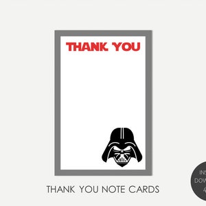 Darth Vader Thank You Notes, Darth Vader Cards, Star Wars Birthday ...