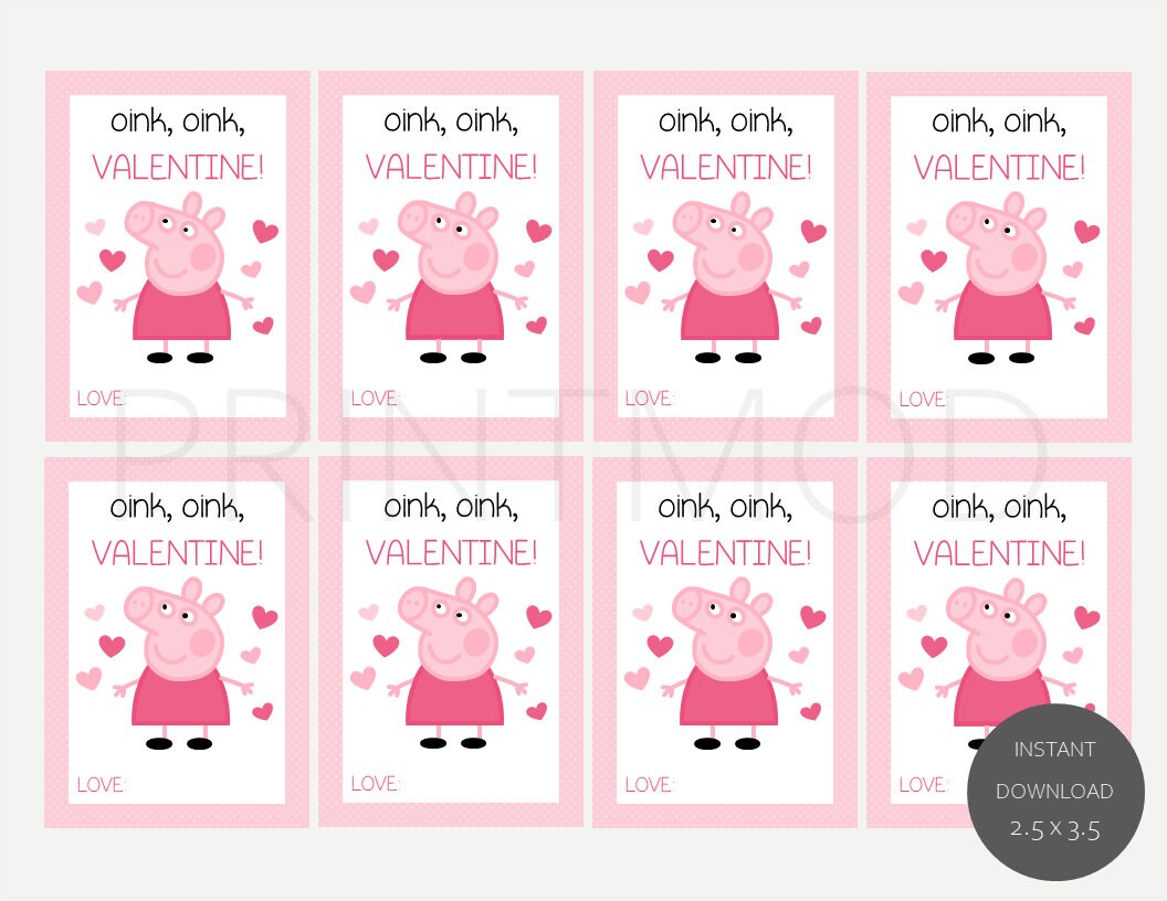 Valentines Day Gift Tag Peppa Pig Valentines Cards Valentines Printable ...